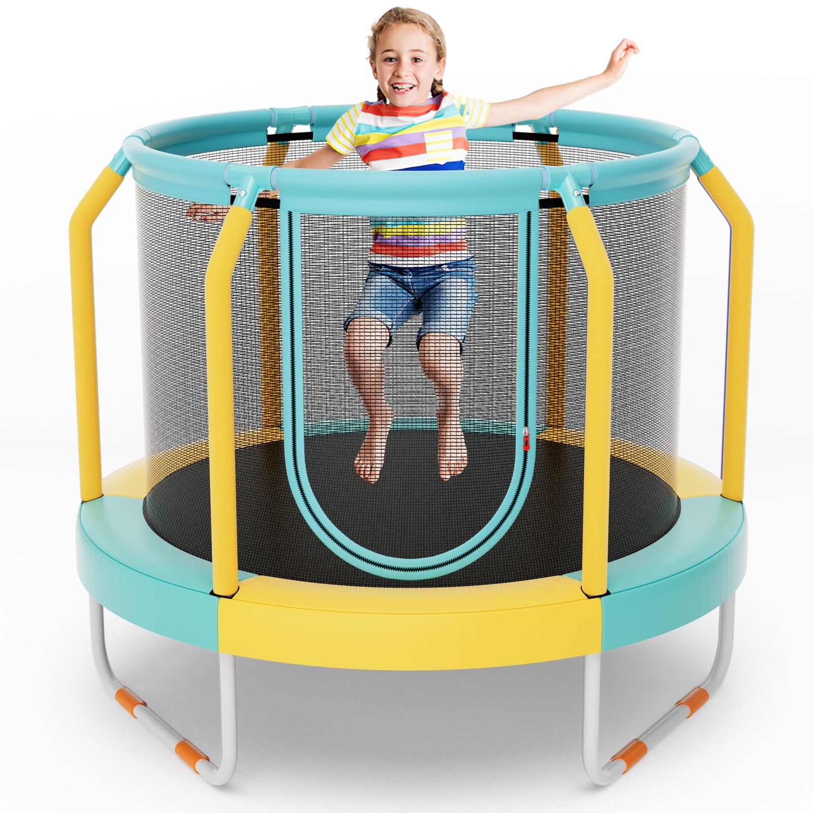 Infans 48" Mini Trampoline with Enclosure Heavy-duty Metal Frame U ...