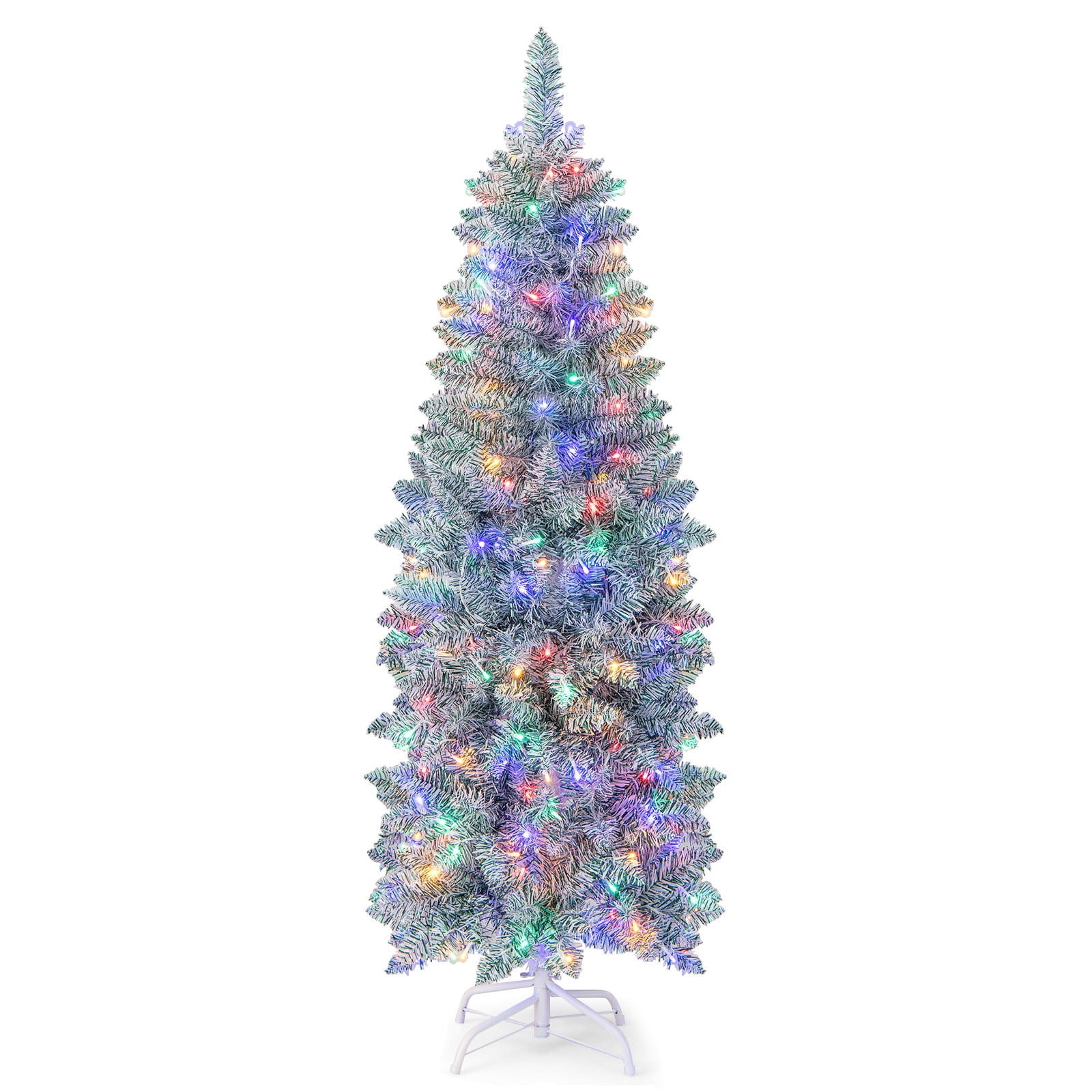 Infans 5 FT Pre-lit Christmas Tree Hinged Pencil Decoration 190 Multi ...