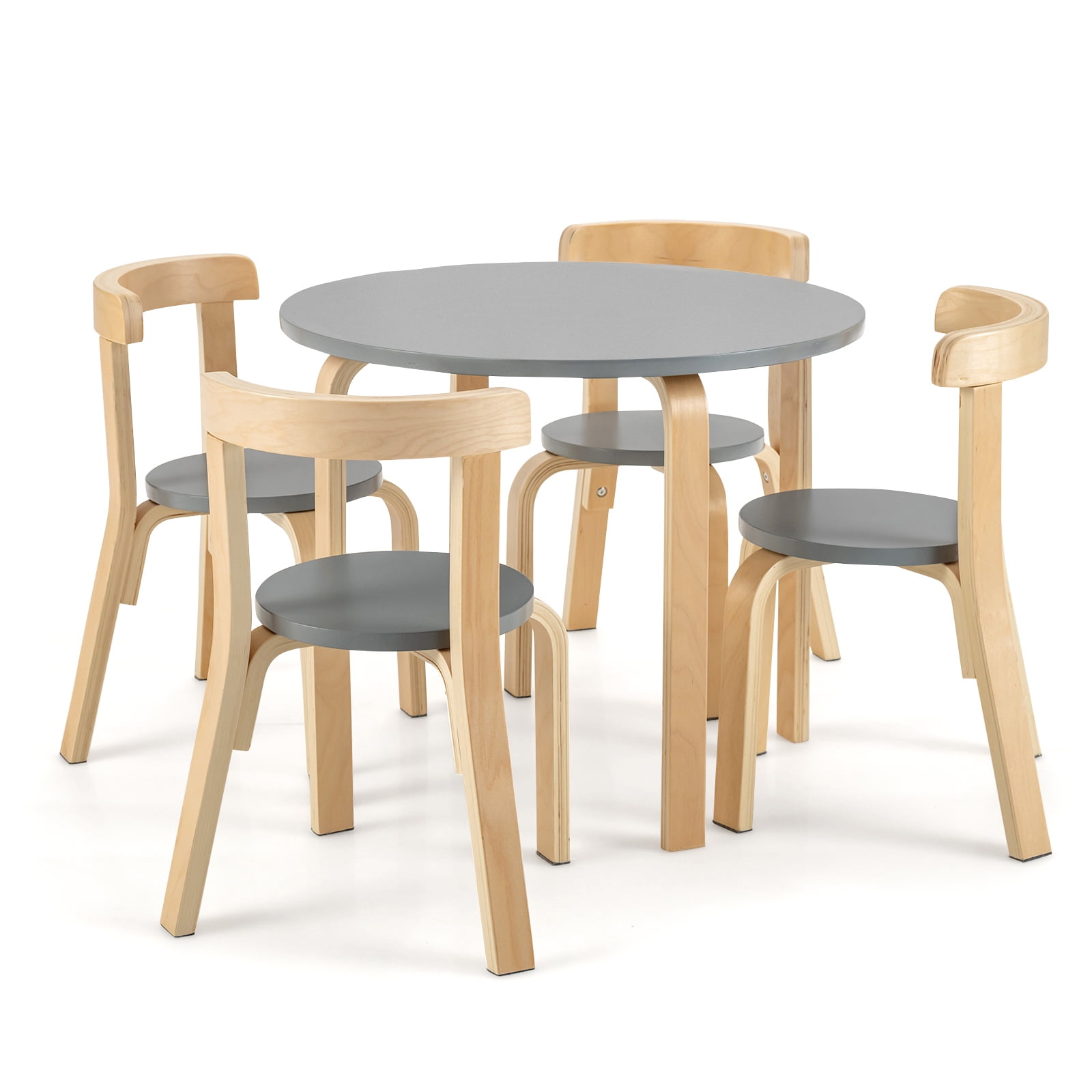 Infans 5-Piece Toddler's Wooden Play Table & Chair Set with Toy Bricks ...