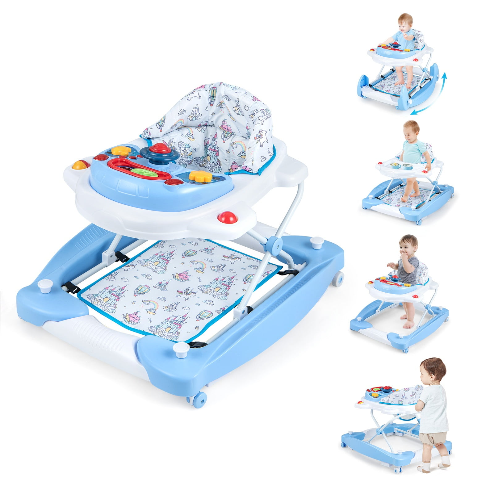 Infans 6 in 1 Baby Walker Adjustable Toddler Walker & Activity Center ...