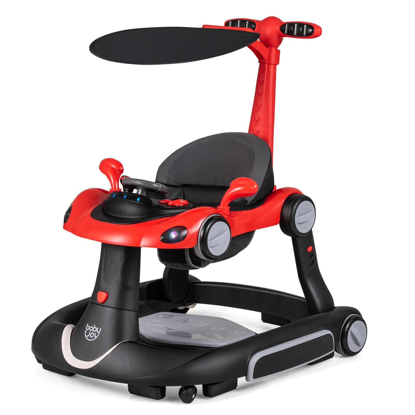 Infans 6-in-1 Baby Walker w/Canopy, Music, Lights, Speed/Height ...