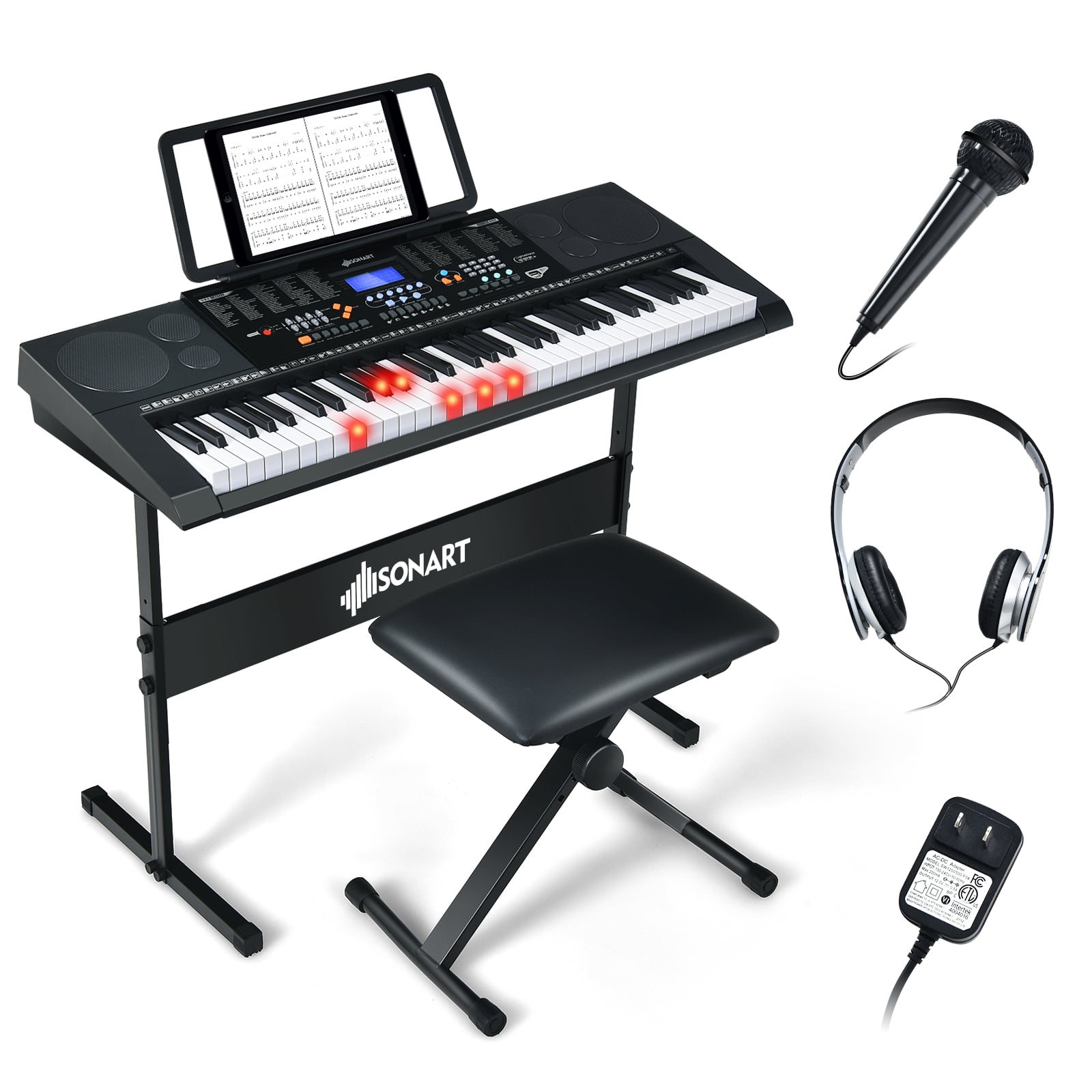 Infans 61-Key Electronic Keyboard Piano Set w/Lighted Key LCD Screen ...