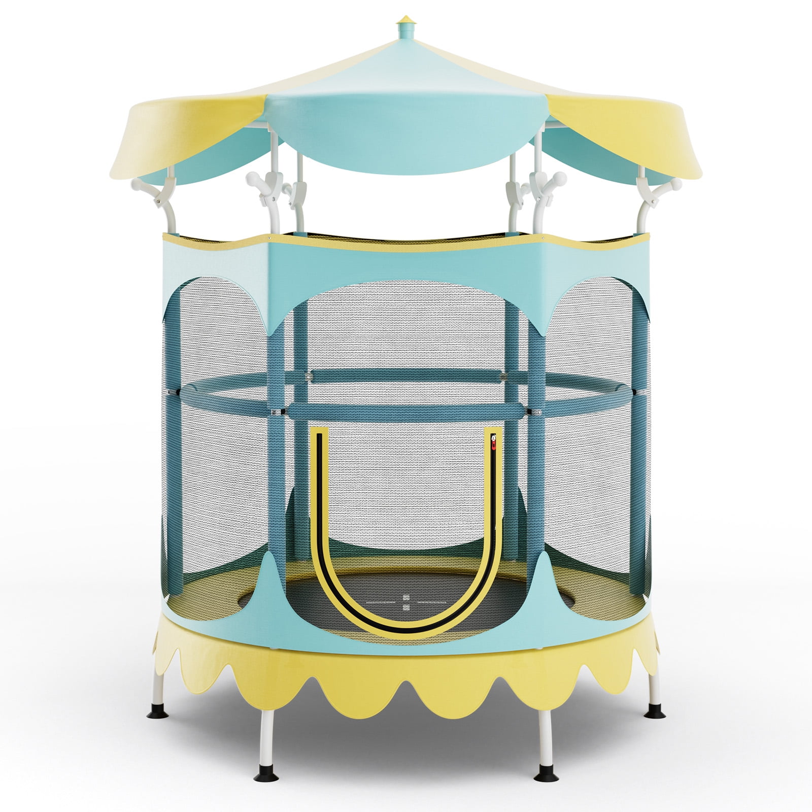 Infans 64" Kids Trampoline w/ Detachable Canopy Safety Enclosure Net ...