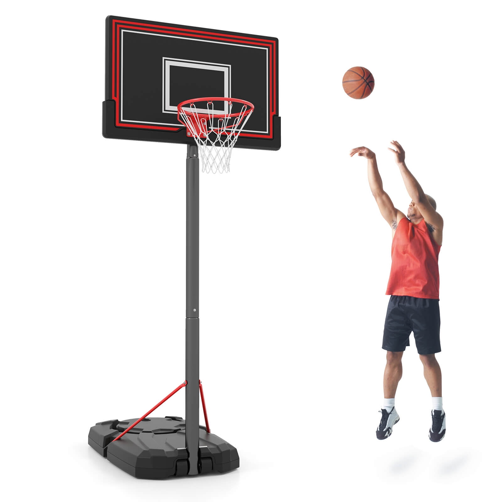 Infans 7.5-10 FT Portable Basketball Hoop w/ 44" Shatterproof Backboard ...