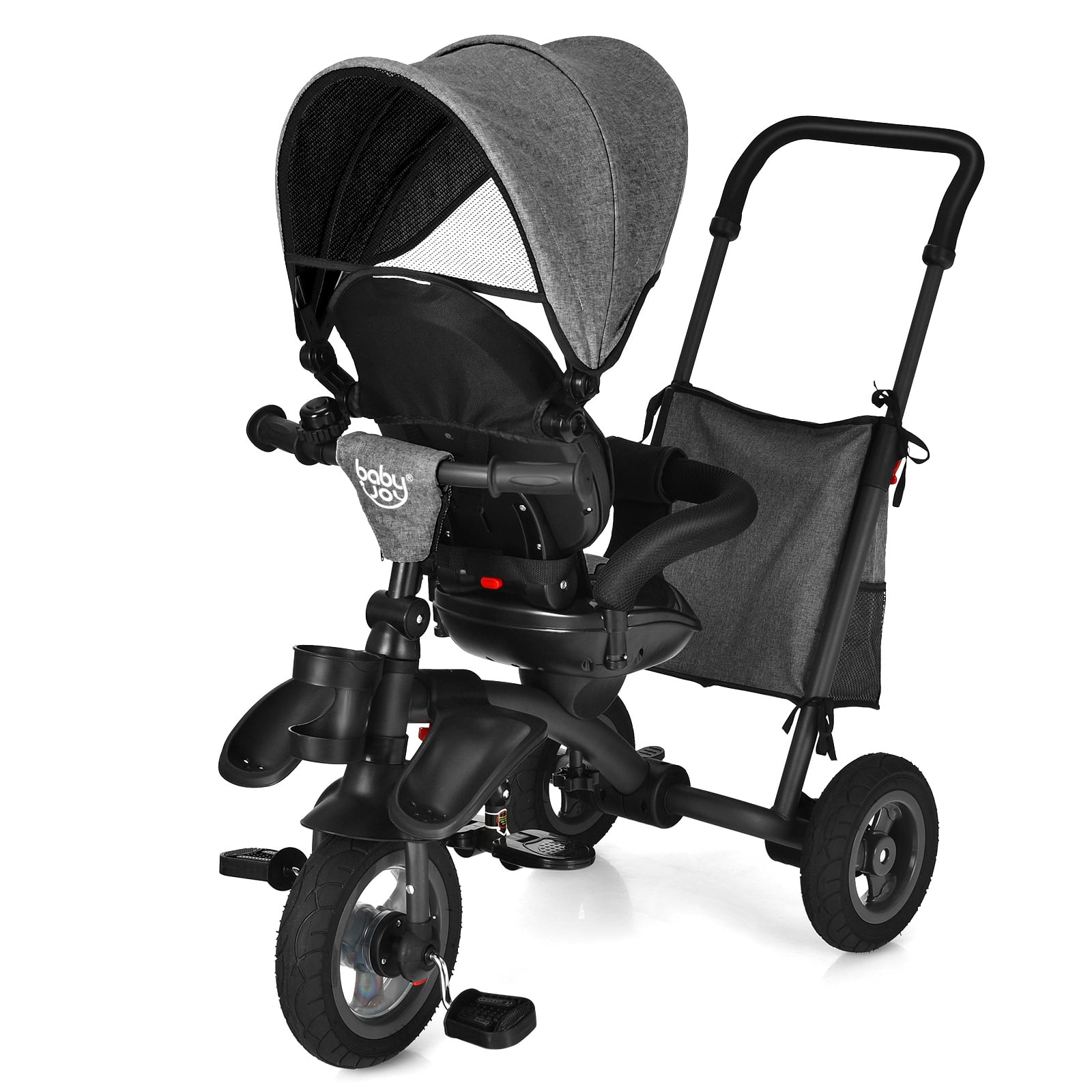 INFANS 7-in-1 Toddler Tricycle, Folding Baby Push Stroller, Rotatable ...