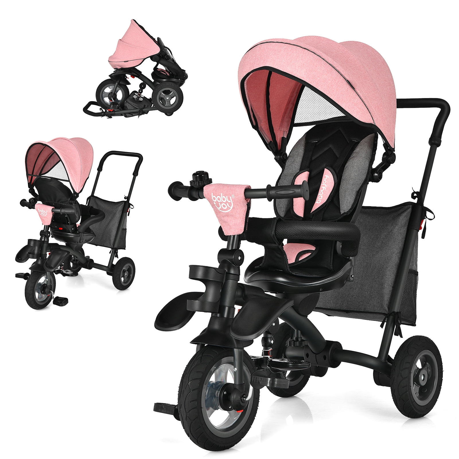 Infans 7-In-1 Foldable Toddler Tricycle with Convertible Parent Push ...