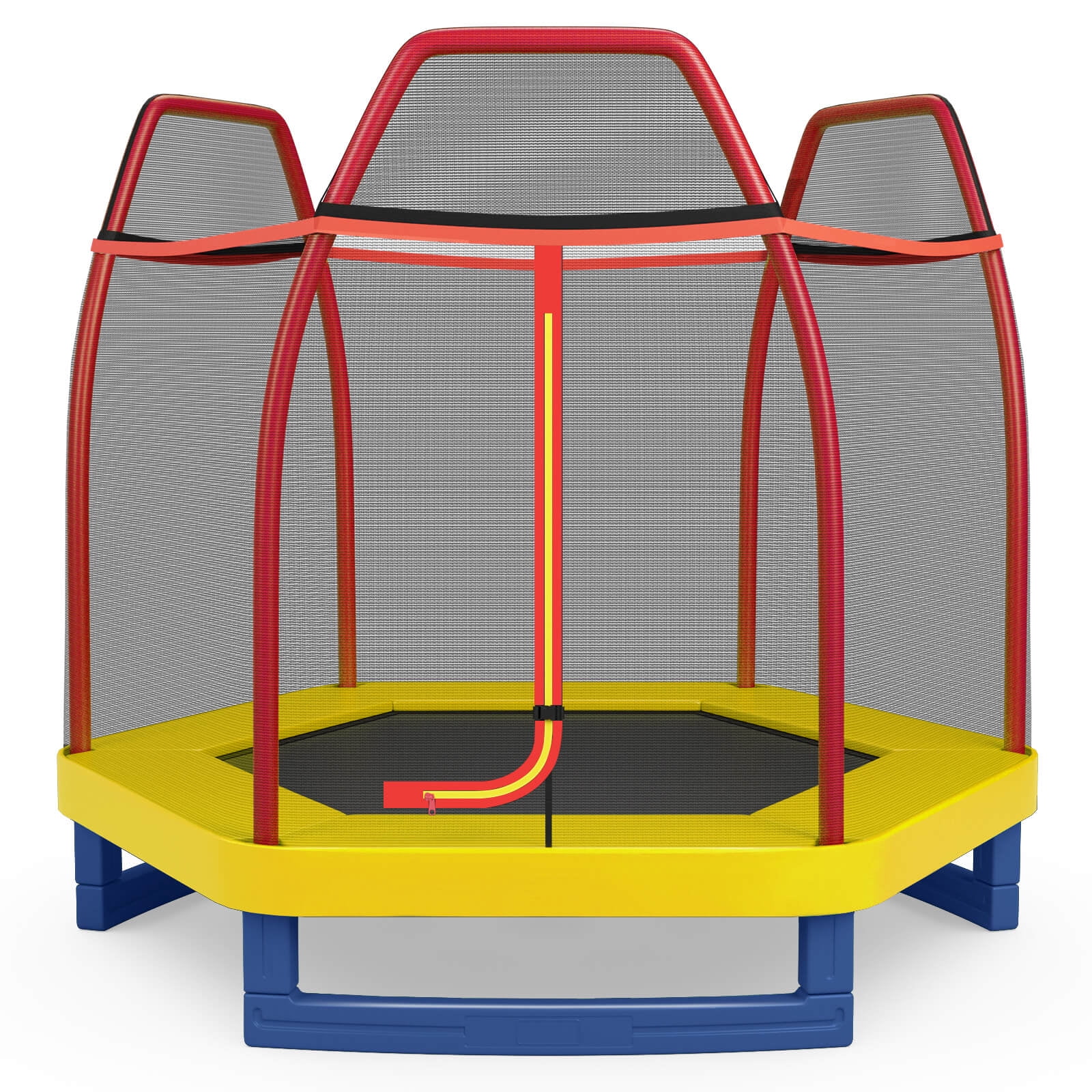 Infans 7FT Kids Trampoline with Safety Enclosure Net Spring Pad ...