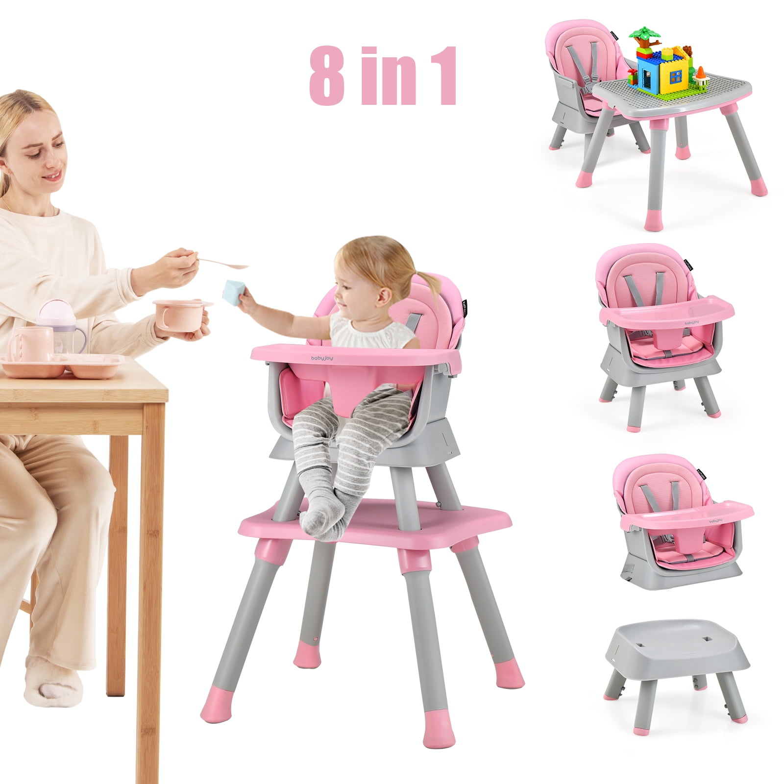 Infans 8-in-1 Baby High Chair w/ Double-layer Cushions Multifunctional ...