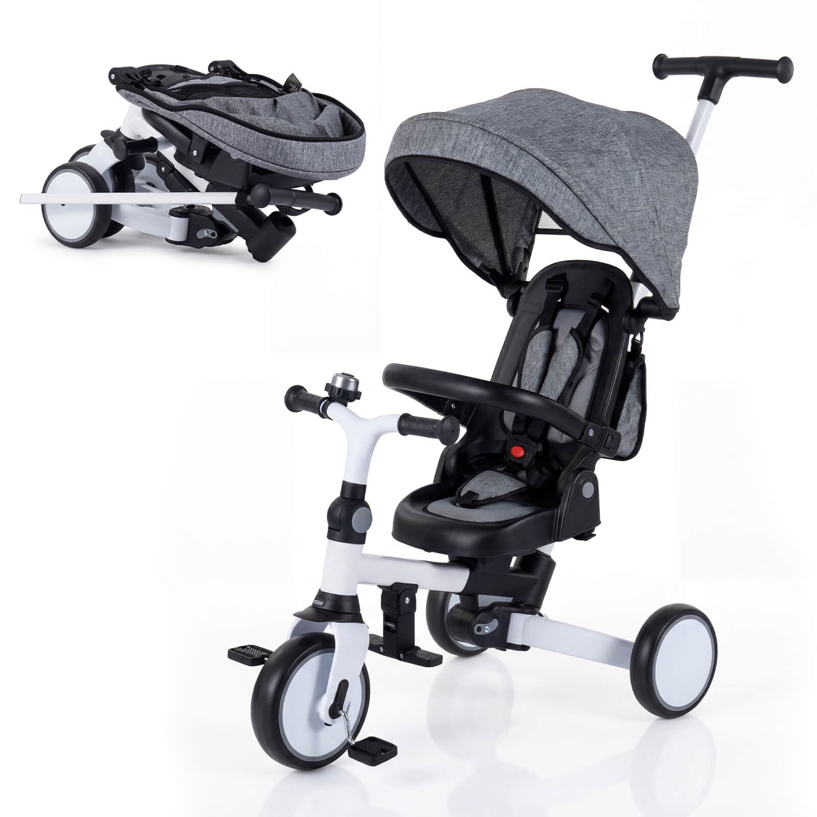 Infans 8-in-1 Toddler Trike w/Removable Adjustable Canopy Push Handle ...