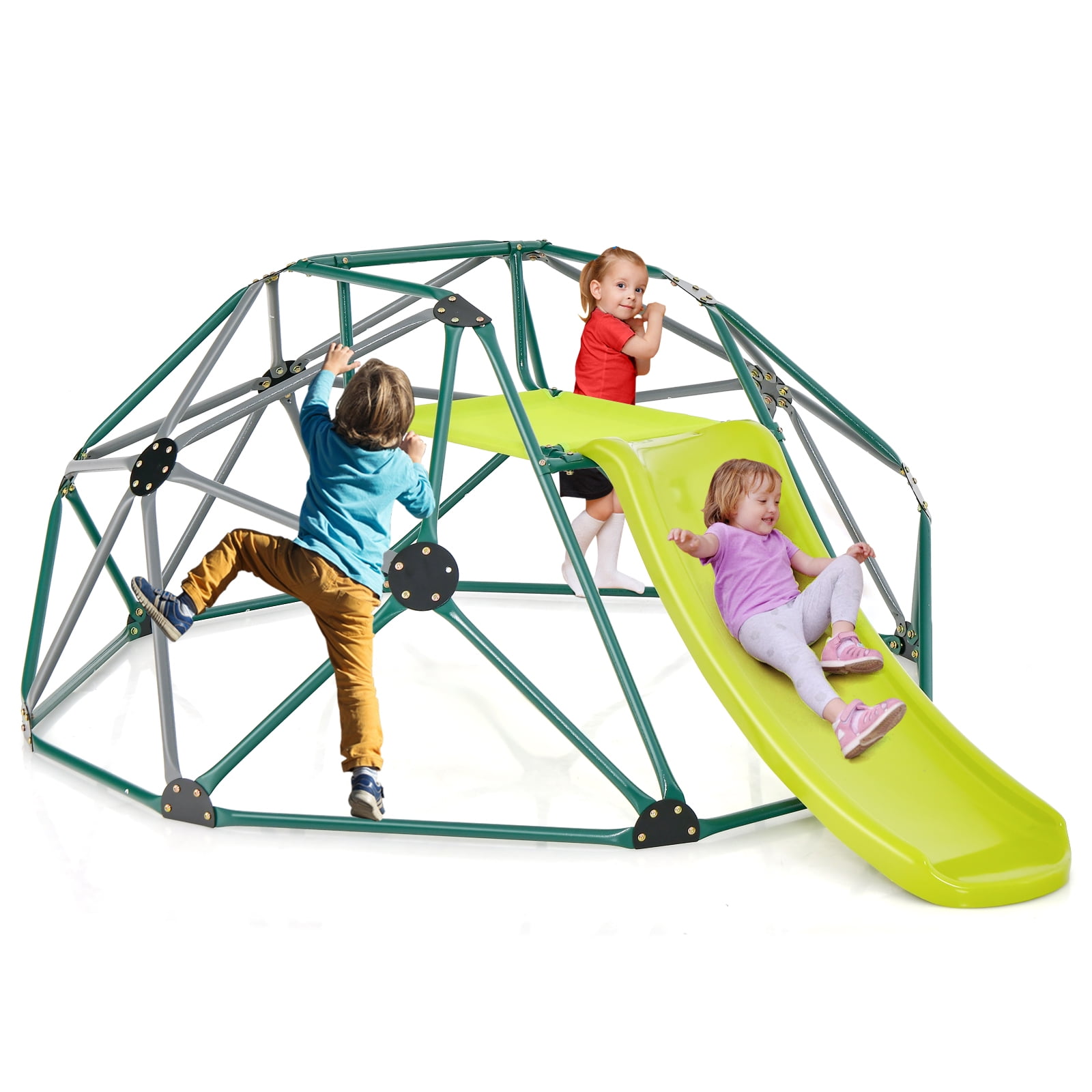 Infans 8FT Climbing Dome w/ Slide Outdoor Kids Jungle Gym Dome Climber ...