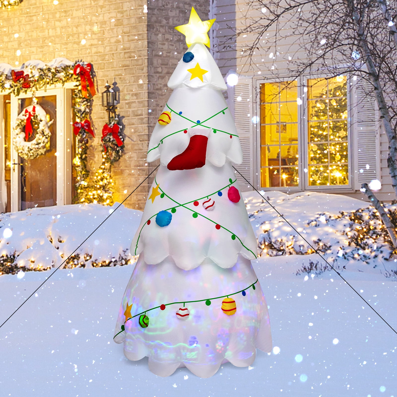 Infans 8FT Inflatable Christmas Tree Blow up Holiday Decoration w ...