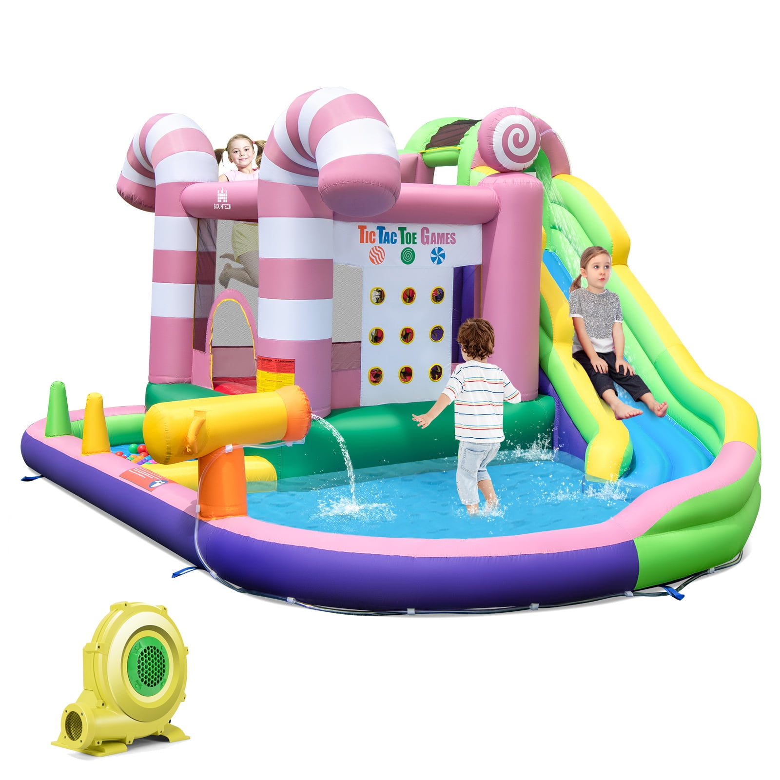 Infans 9-in-1 Inflatable Bounce House Sweet Candy Water Slide Park Pool ...