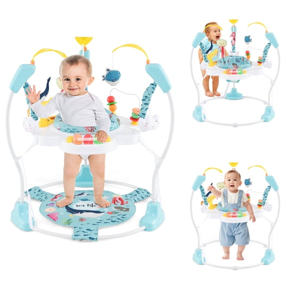 INFANS, Baby Stationary Activity Center Infant Jumper with Foot Pad ...