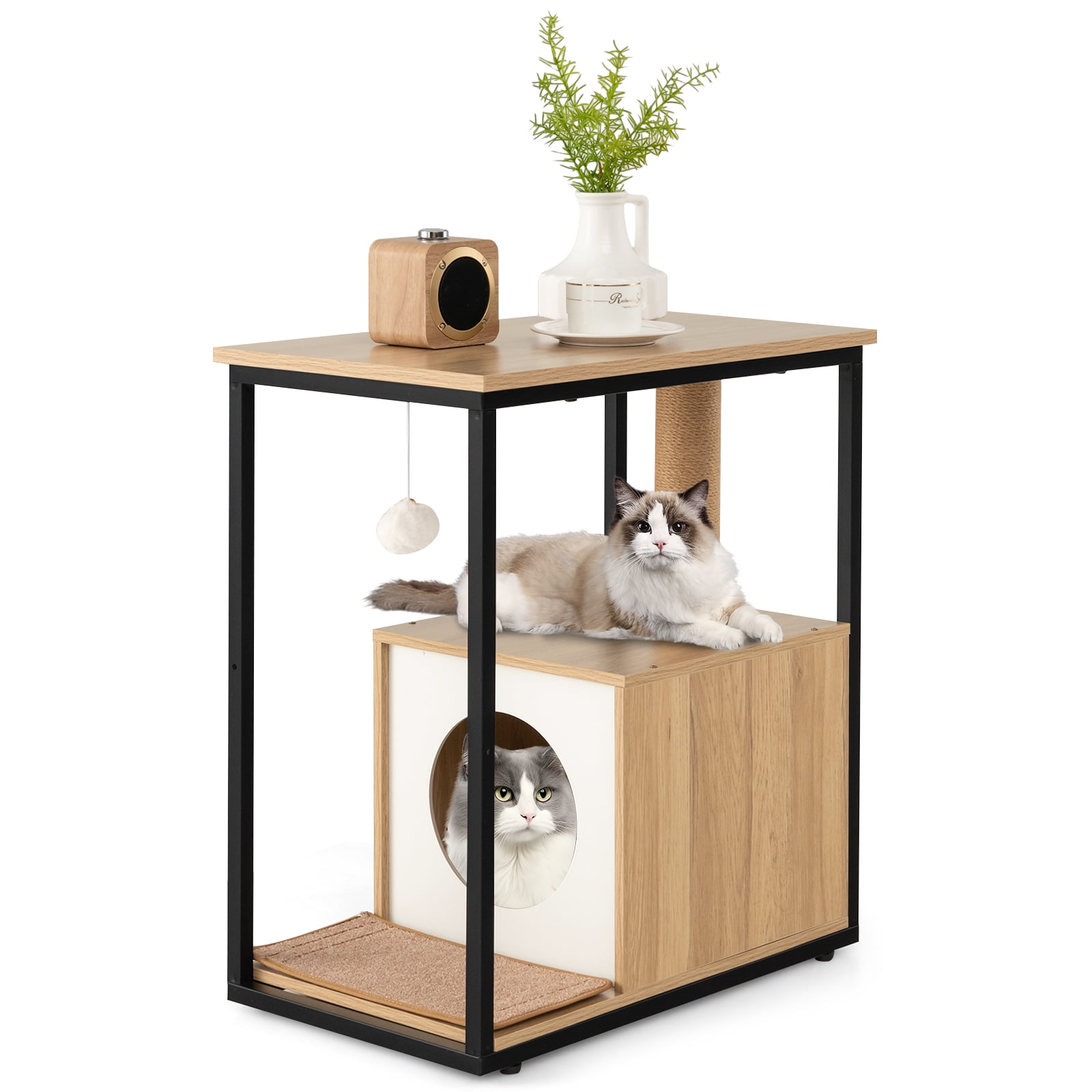 Infans Cat Furniture End Table w/ Scratching Post Removable Scratching ...