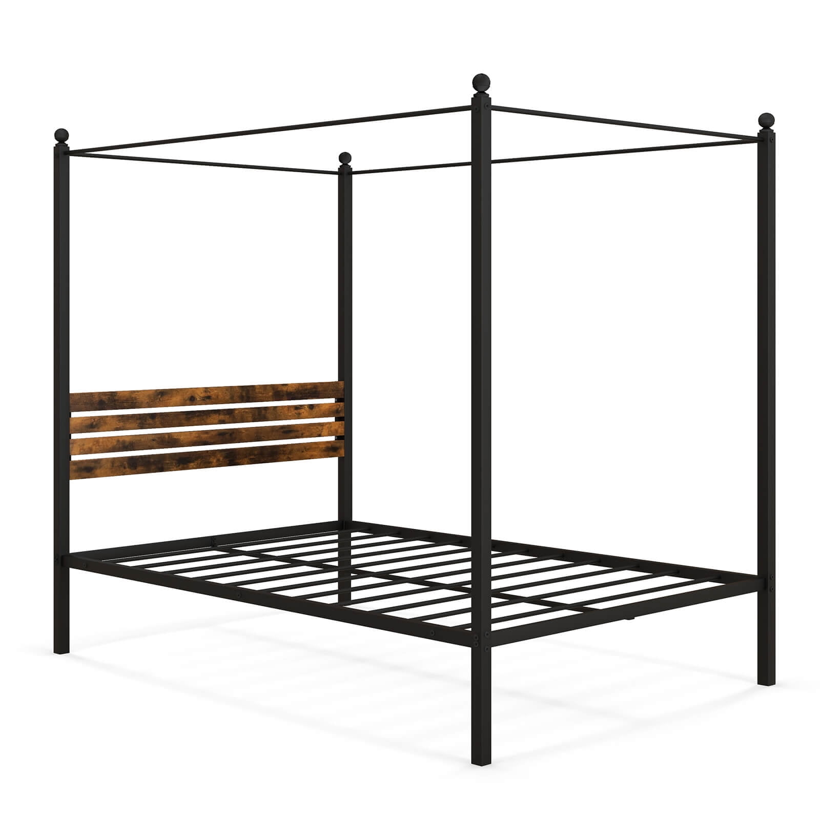 Infans Full Size Canopy Bed Frame 4-Poster Platform Bed Frame w ...