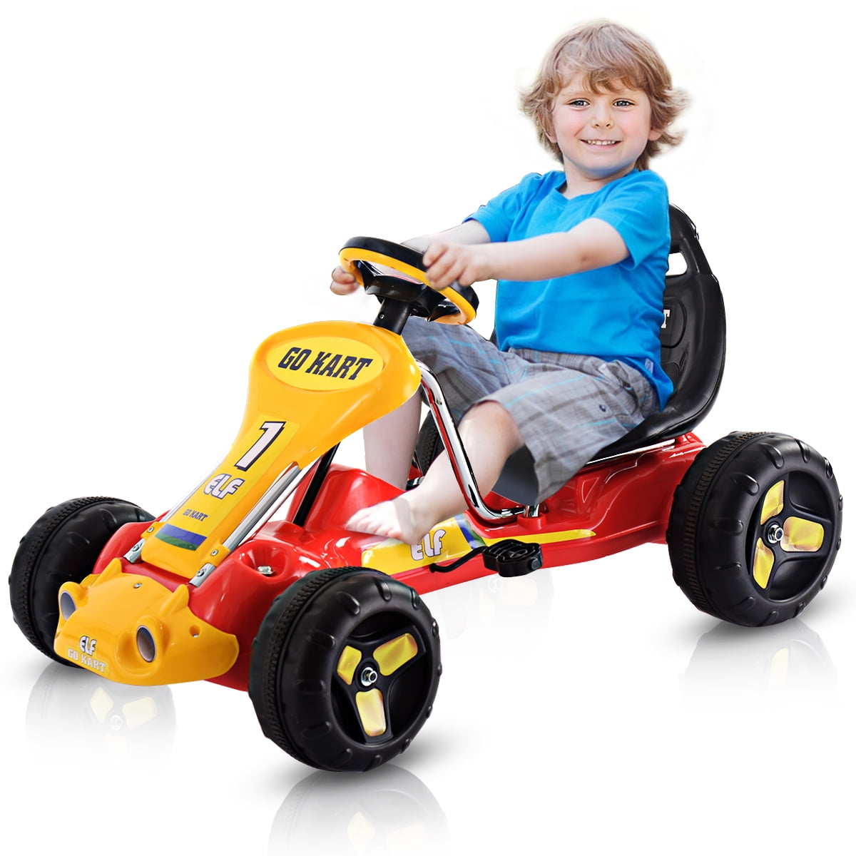 Infans Kids Go Kart Ride On Car with Rubber Tires, Pedal Powered 4 ...