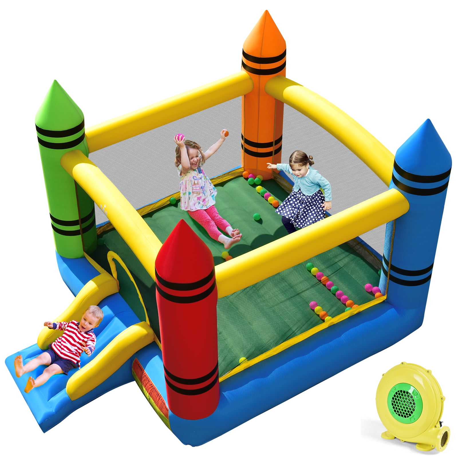 Infans Inflatable Bounce House Kids Jumping Castle w/ Slide Ocean Balls ...