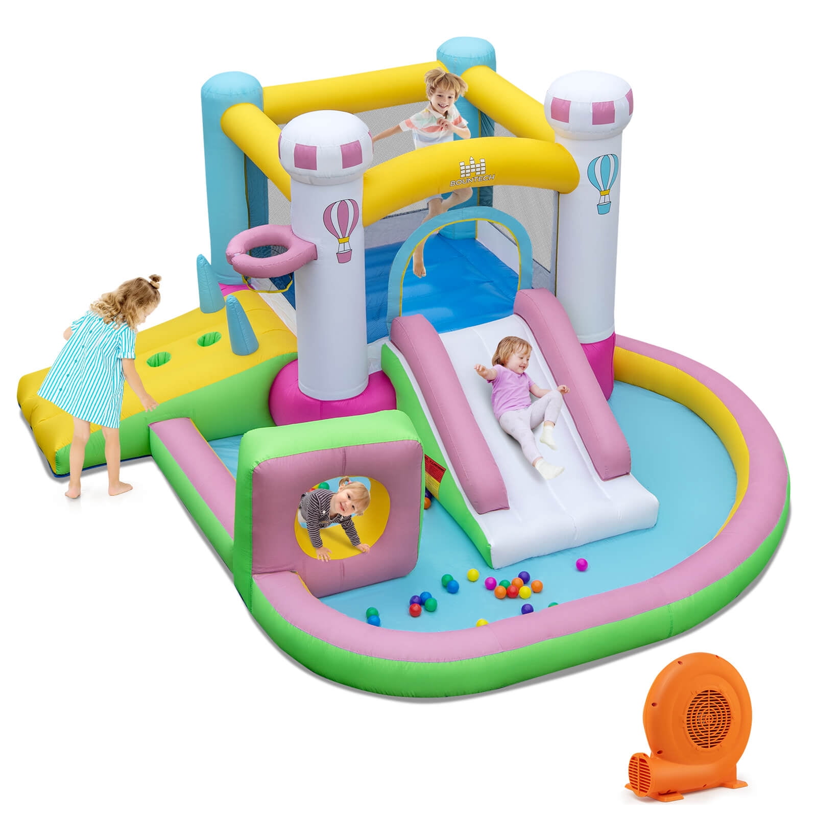 Infans Inflatable Bounce House w/ Slide Jumping Area Obstacle Ball Pit ...