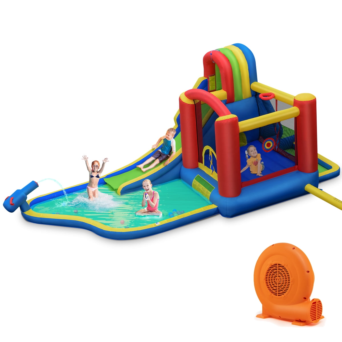 Infans Inflatable Kid Bounce House Slide Climbing Splash Pool Castle ...