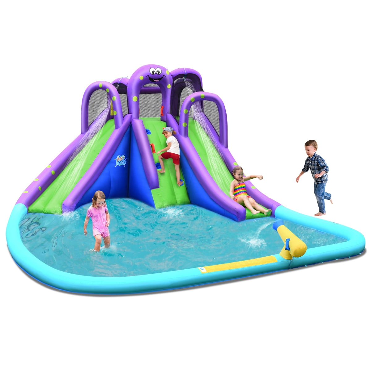 Infans Inflatable Water Park Octopus Bounce House 2 Slides Climbing ...