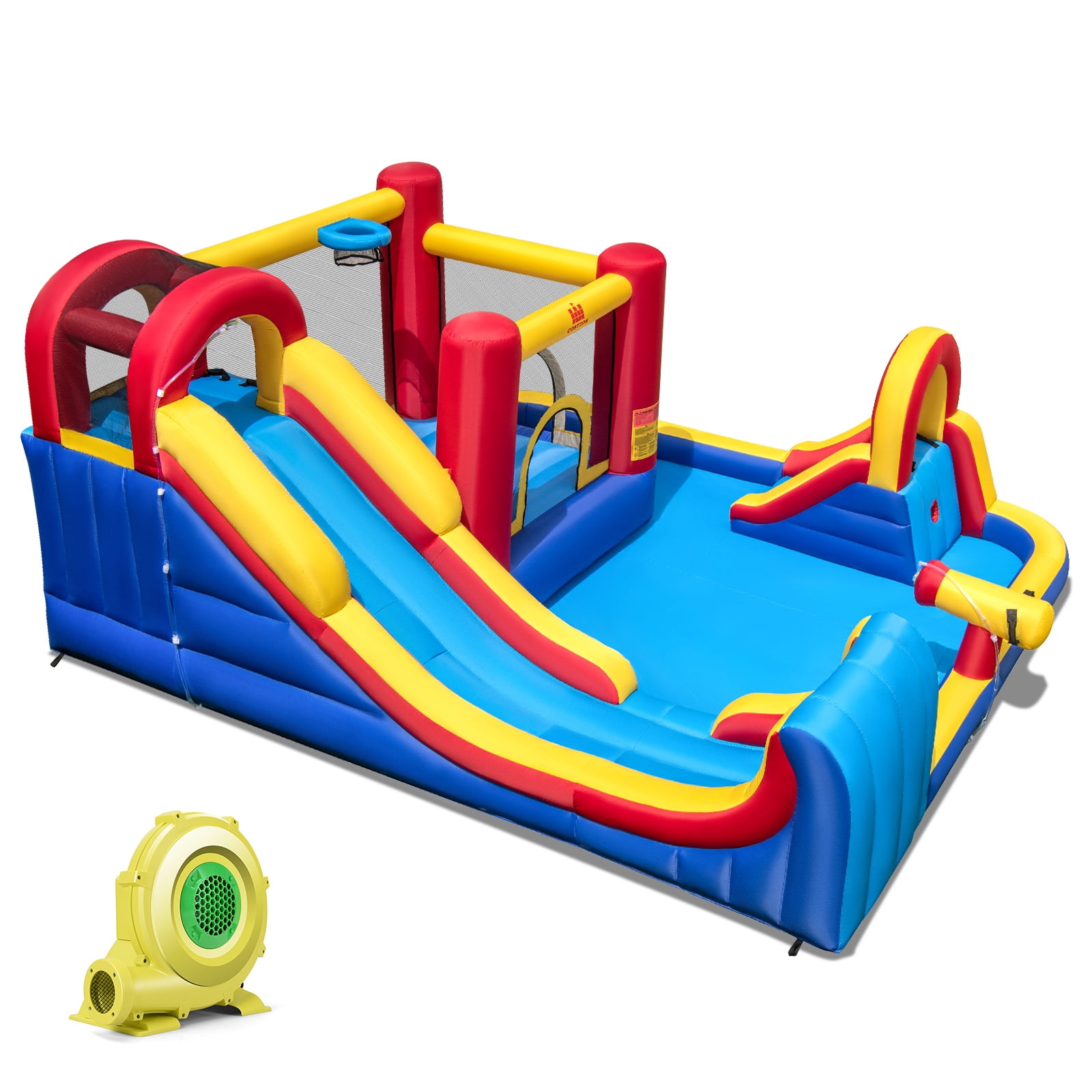 Infans Blow Inflate Bounce Outdoor Splash Water Slide, Giant Kids Water ...