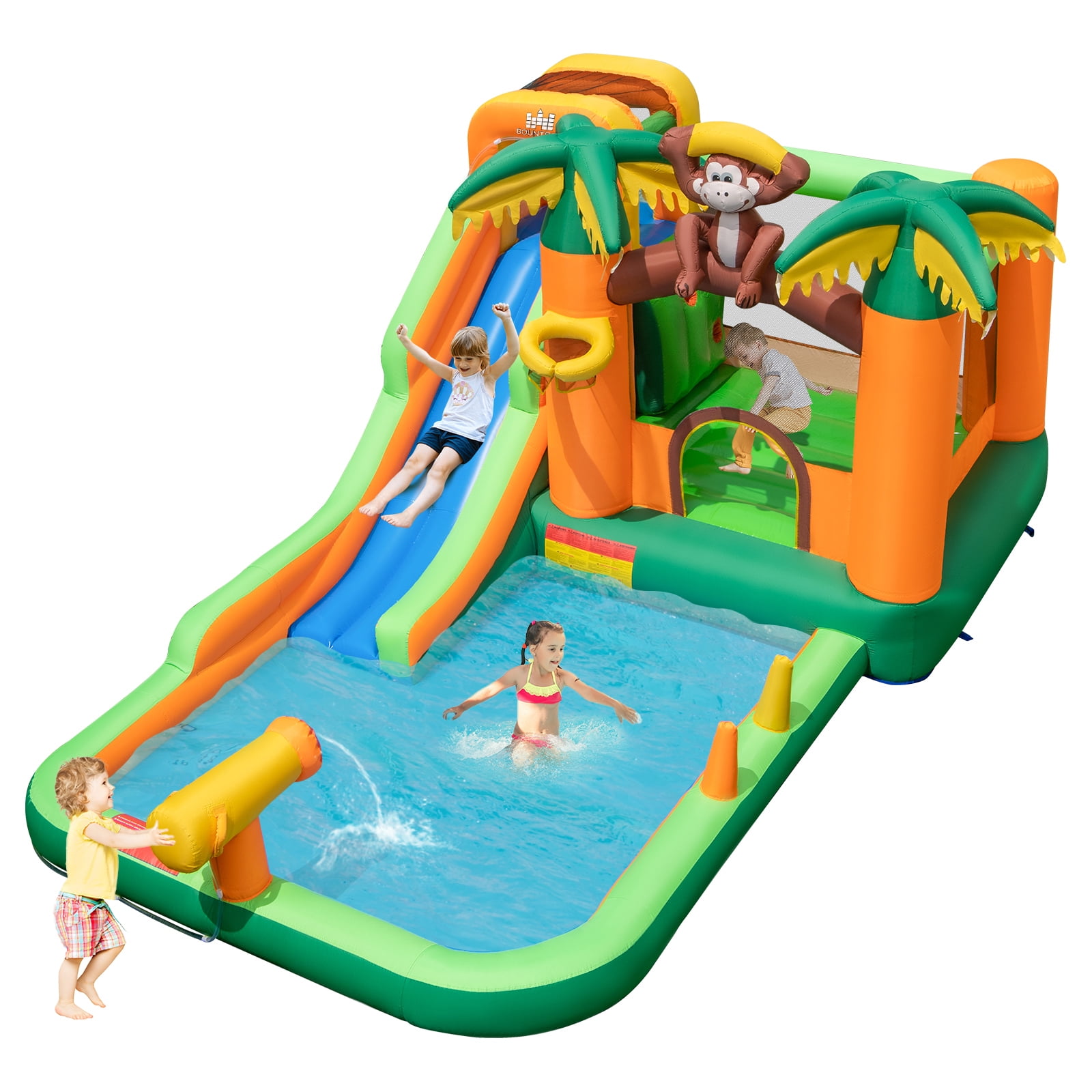 Infans Kids Backyard Inflatable Water Slide Park, Monkey Bounce House ...