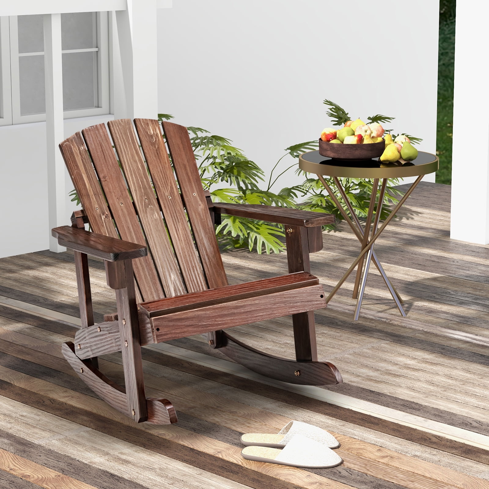 Infans Kid Adirondack Rocking Chair Outdoor Solid Wood Slatted seat ...