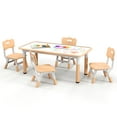 Infans Kids Height Adjustable Table and 4 Chairs Set with Graffiti ...