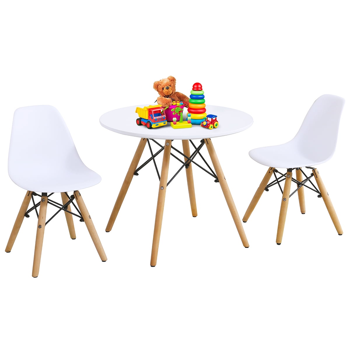 Infans Kids Mid-Century Modern Dining Table Set Round Table with 2 ...
