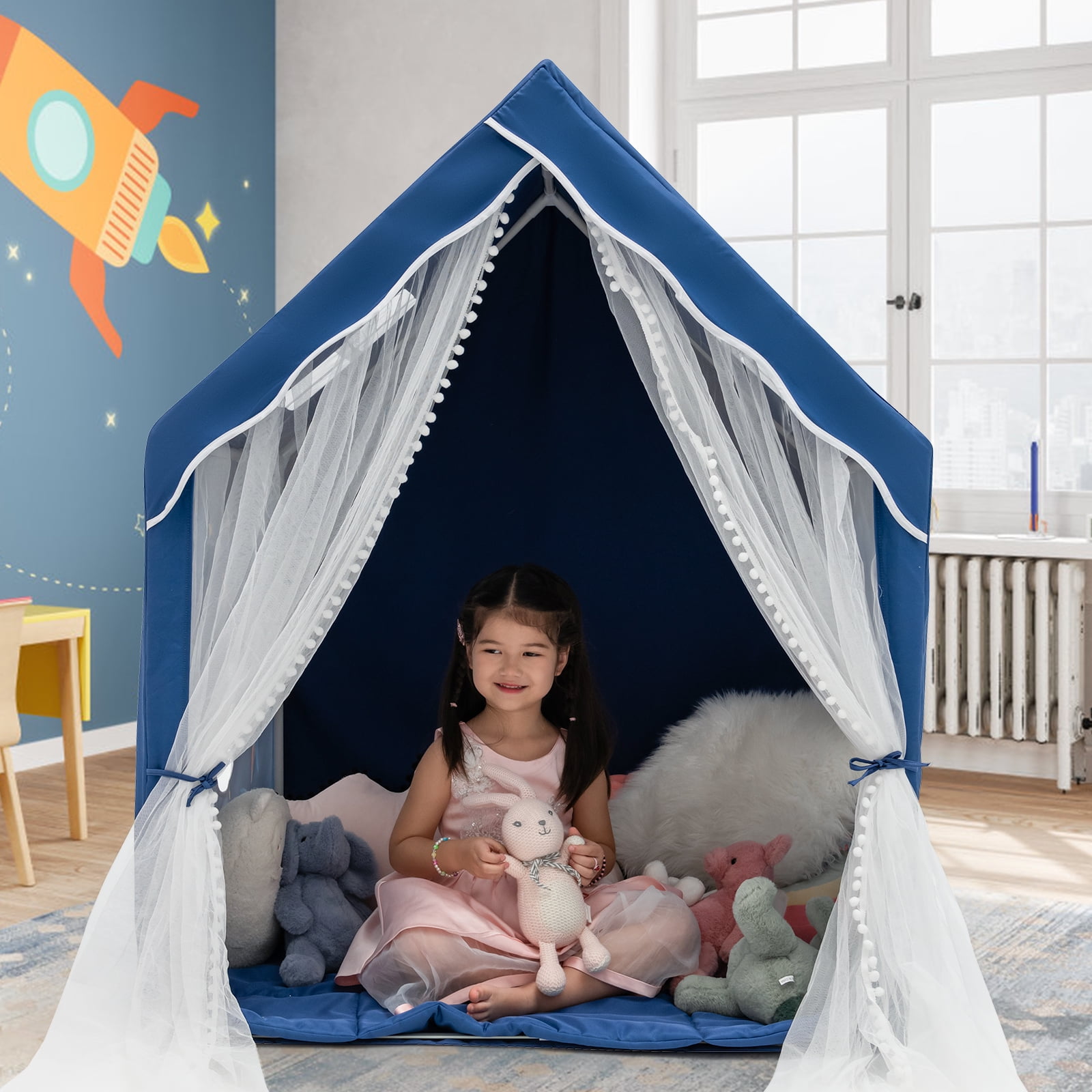 Infans Kids Playhouse Large Children Indoor Play Tent Gift w/ Cotton ...