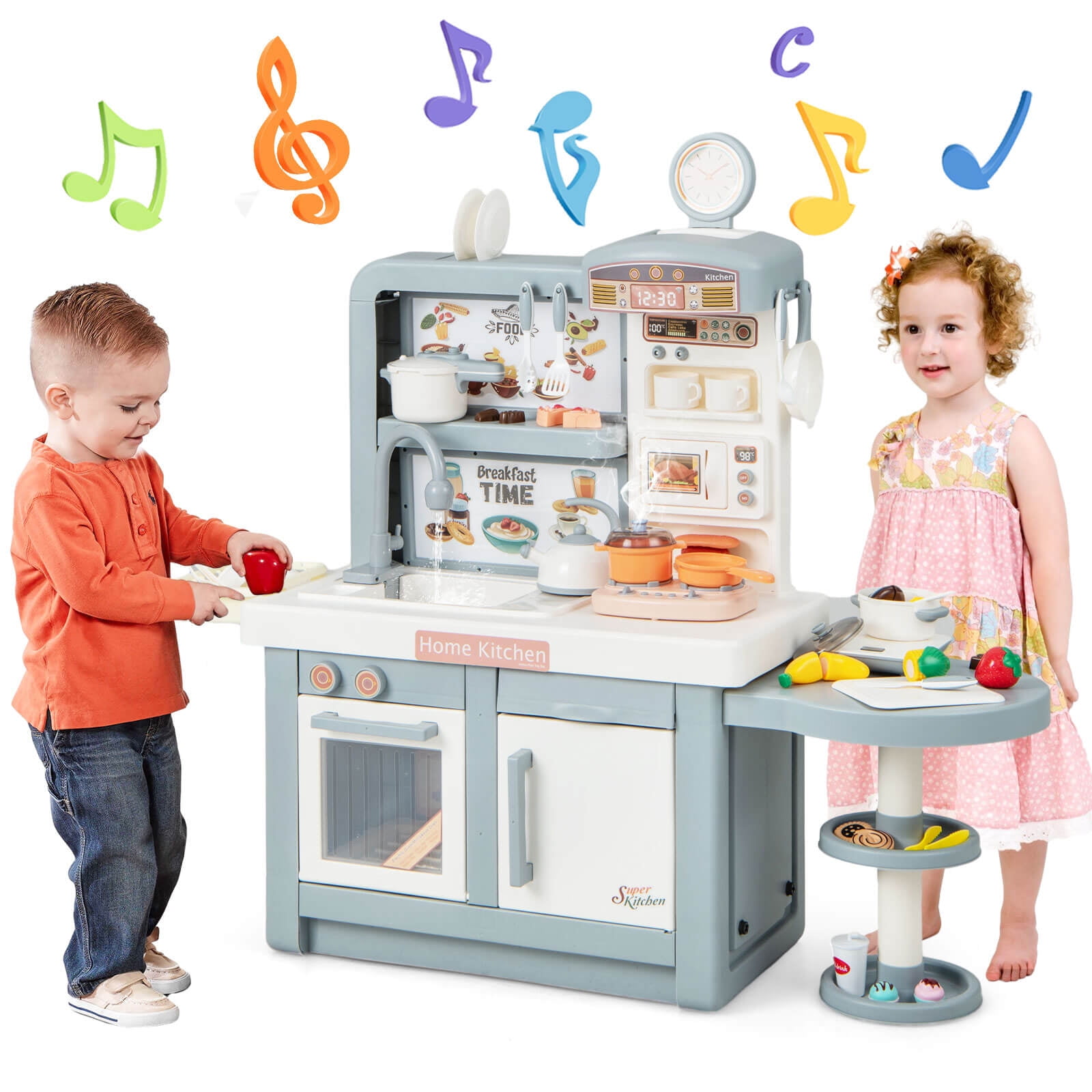 Infans Kids Pretend Kitchen Playset Role Play Kitchen Play Toy w/ Sink ...
