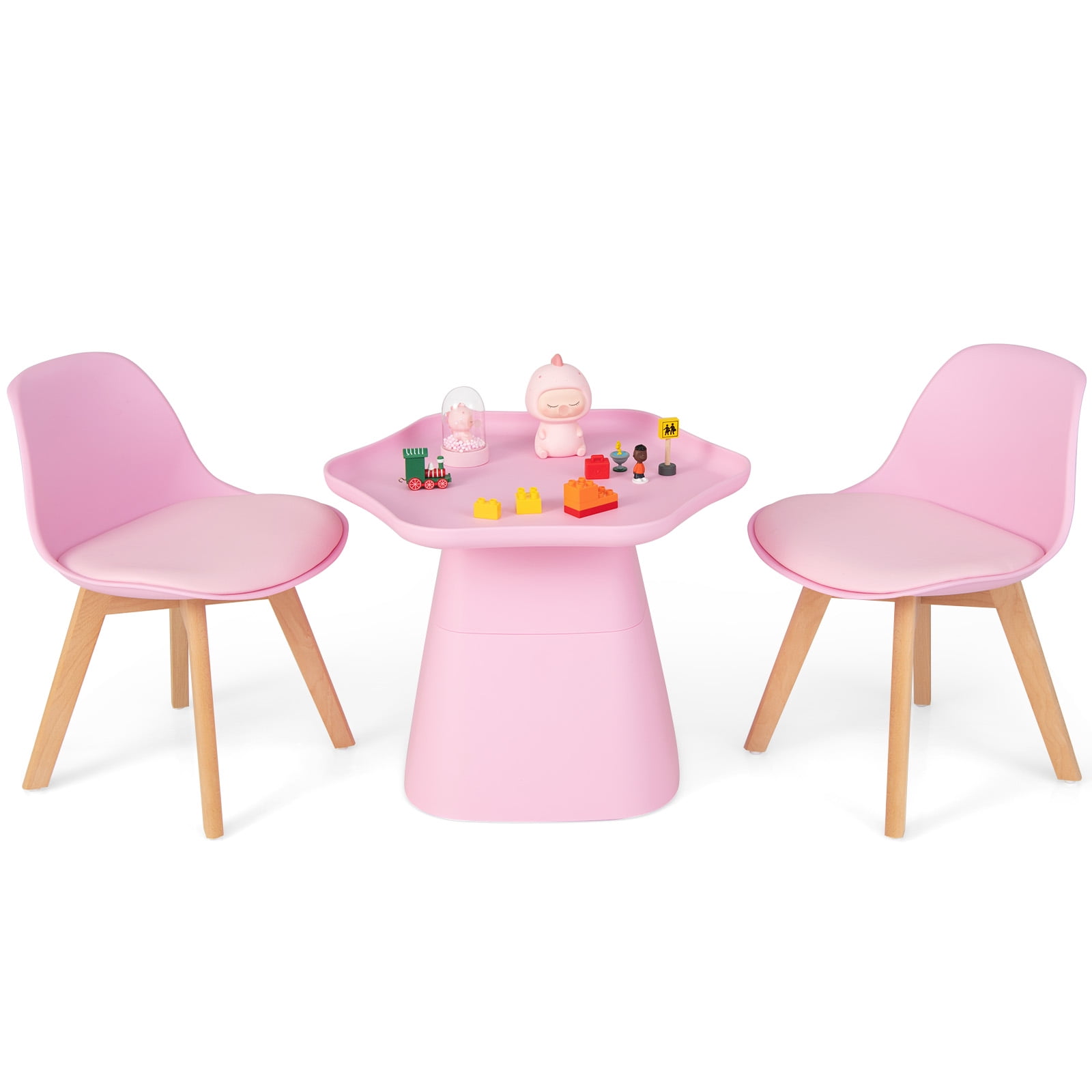 Infans Kids Table & 2 Chairs Set Children Activity Play Table w/ Padded ...
