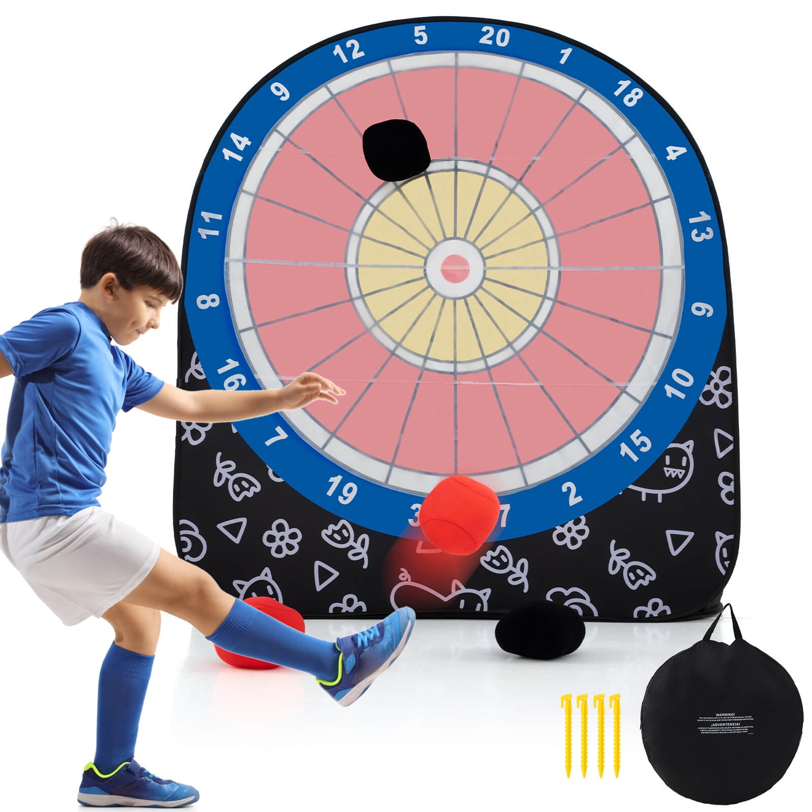 Infans Large Dart Board for Kids w/ 4 Kick Balls, Carrying Bag Giant ...