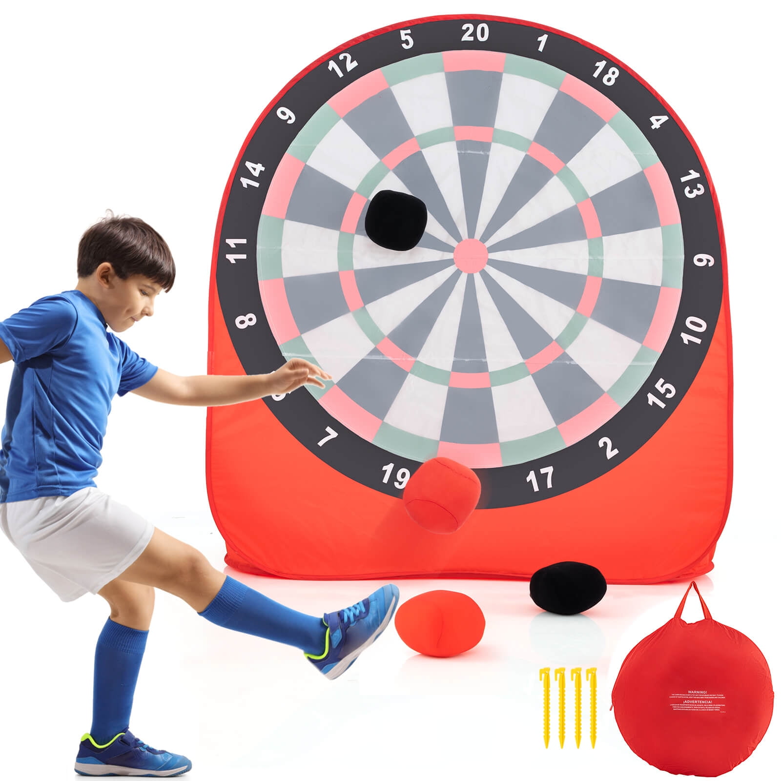 Infans Large Dart Board for Kids w/ 4 Kick Balls, Carrying Bag Giant ...
