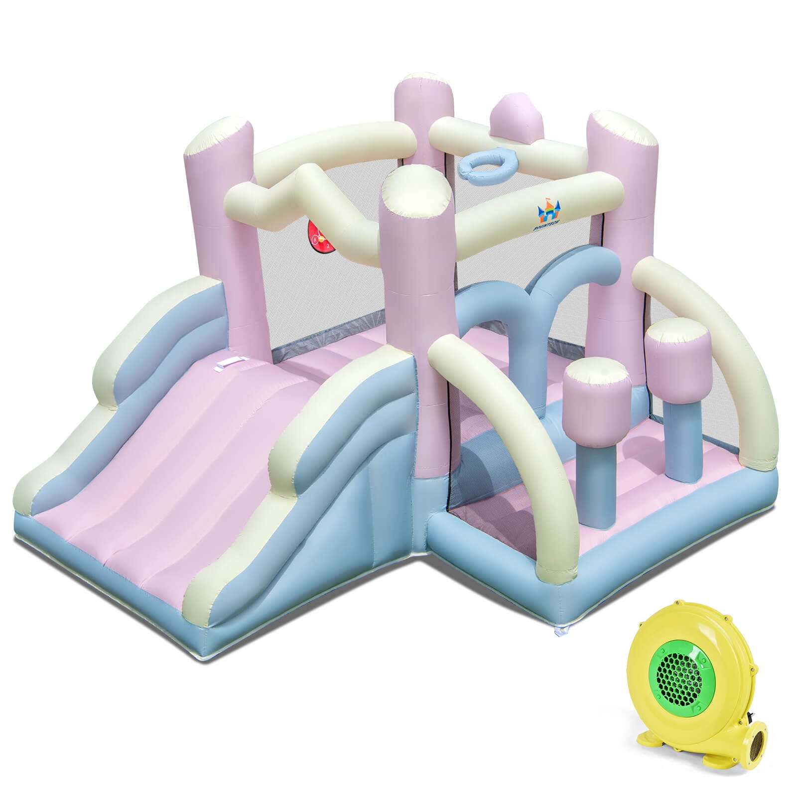 Infans Macron Pastel Bounce House w/ Slide Basketball Hoop Boxing 480W ...