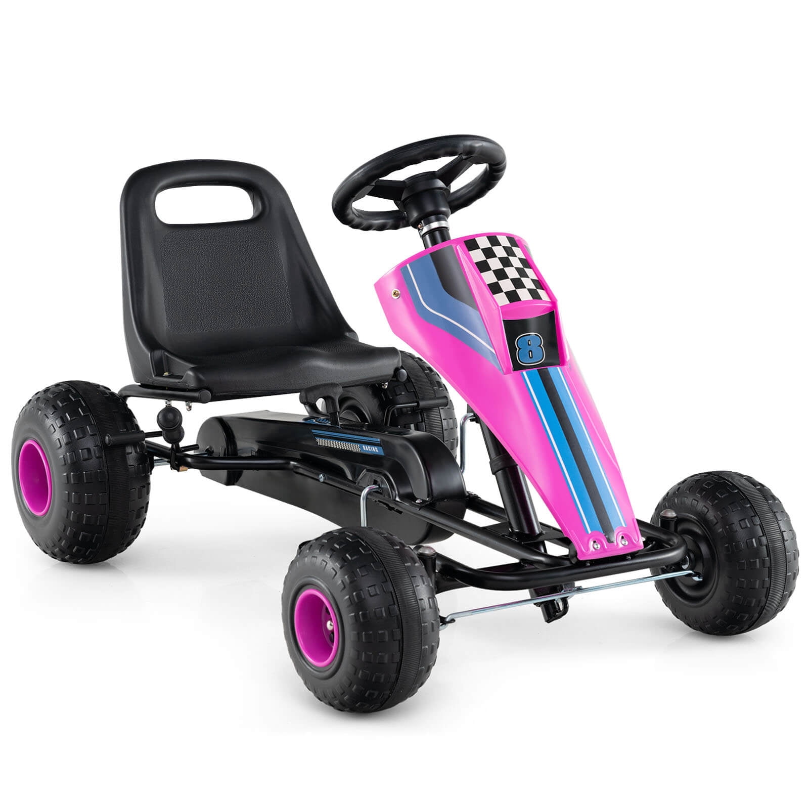 Infans Pedal Go Kart for Kids, 4-Wheel Ride On Toy with Steering Wheel ...