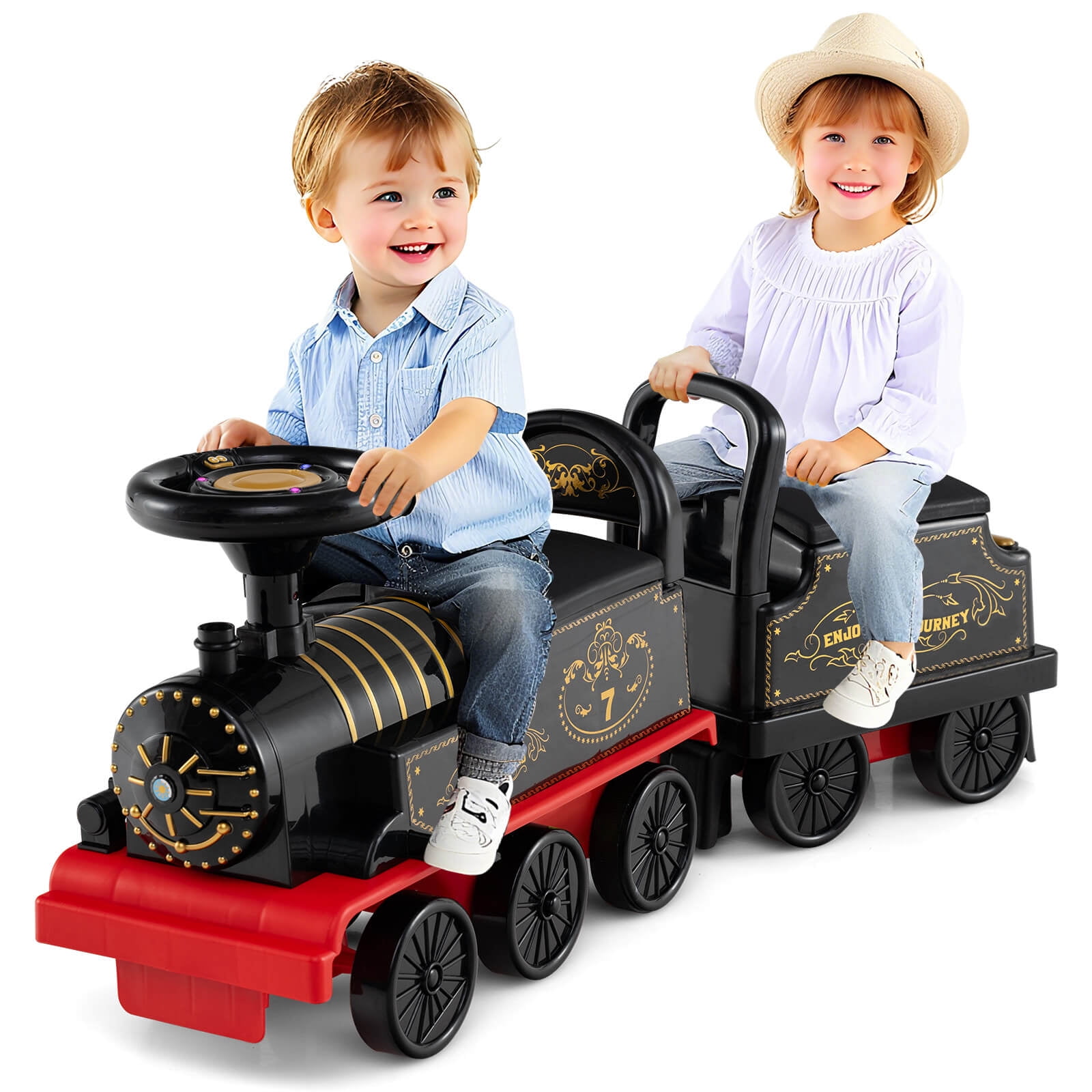 Infans Ride on Train 6V Battery Powered Ride on Toy with Under-Seat ...