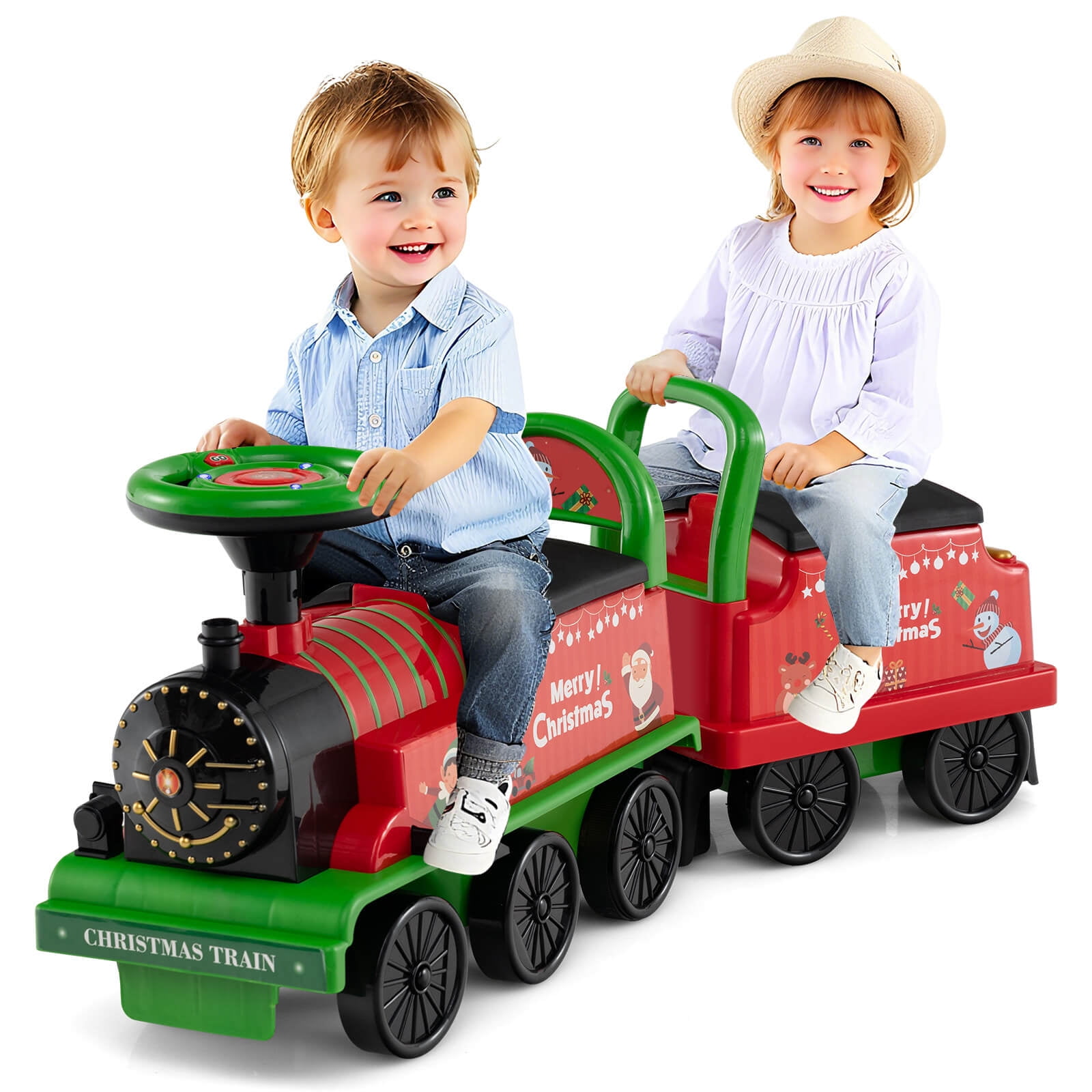 Infans Ride on Train 6V Battery Powered Ride on Toy with Under-Seat ...