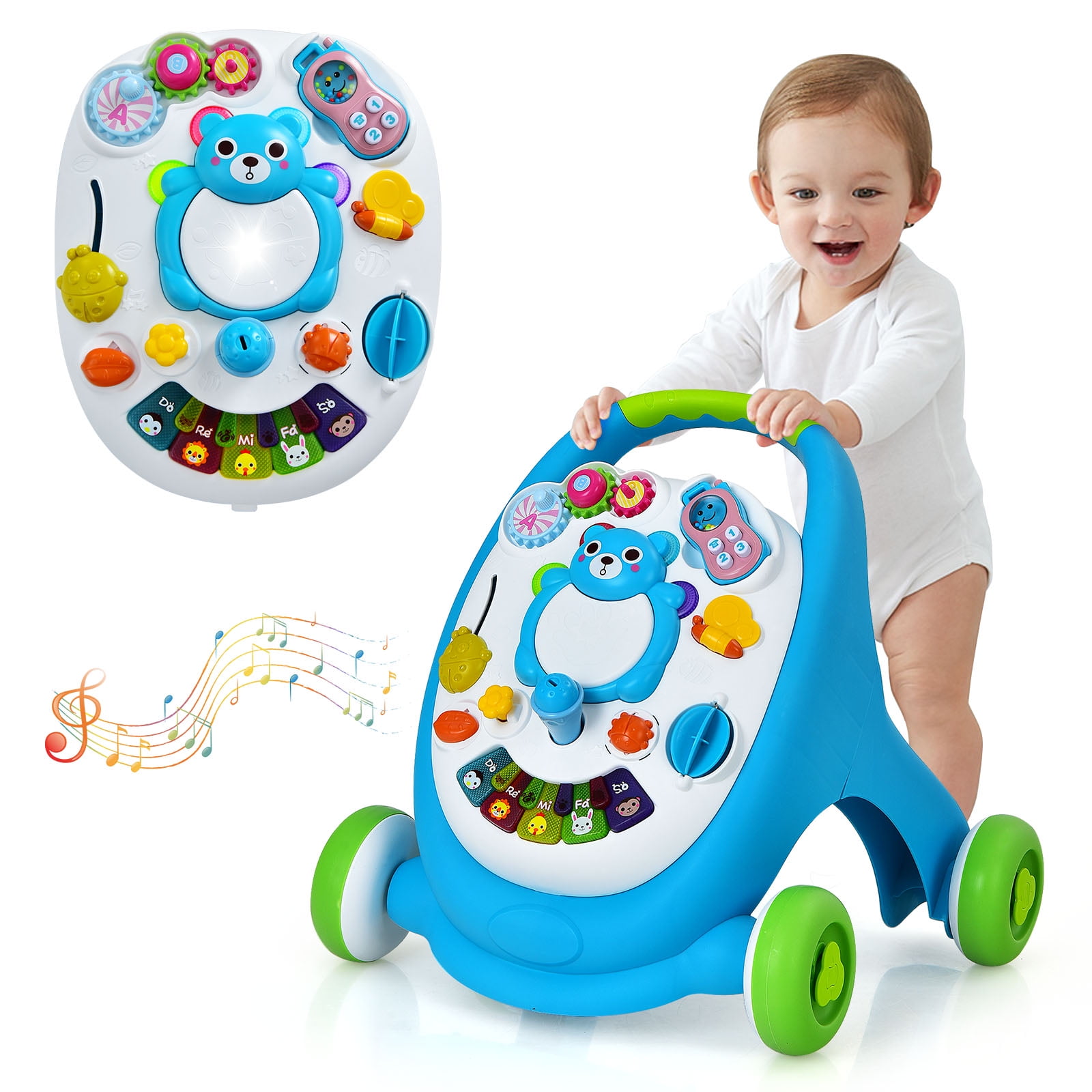 Infans Sit-to-Stand Learning Walker Toddler Push Walking Toy w/Lights ...