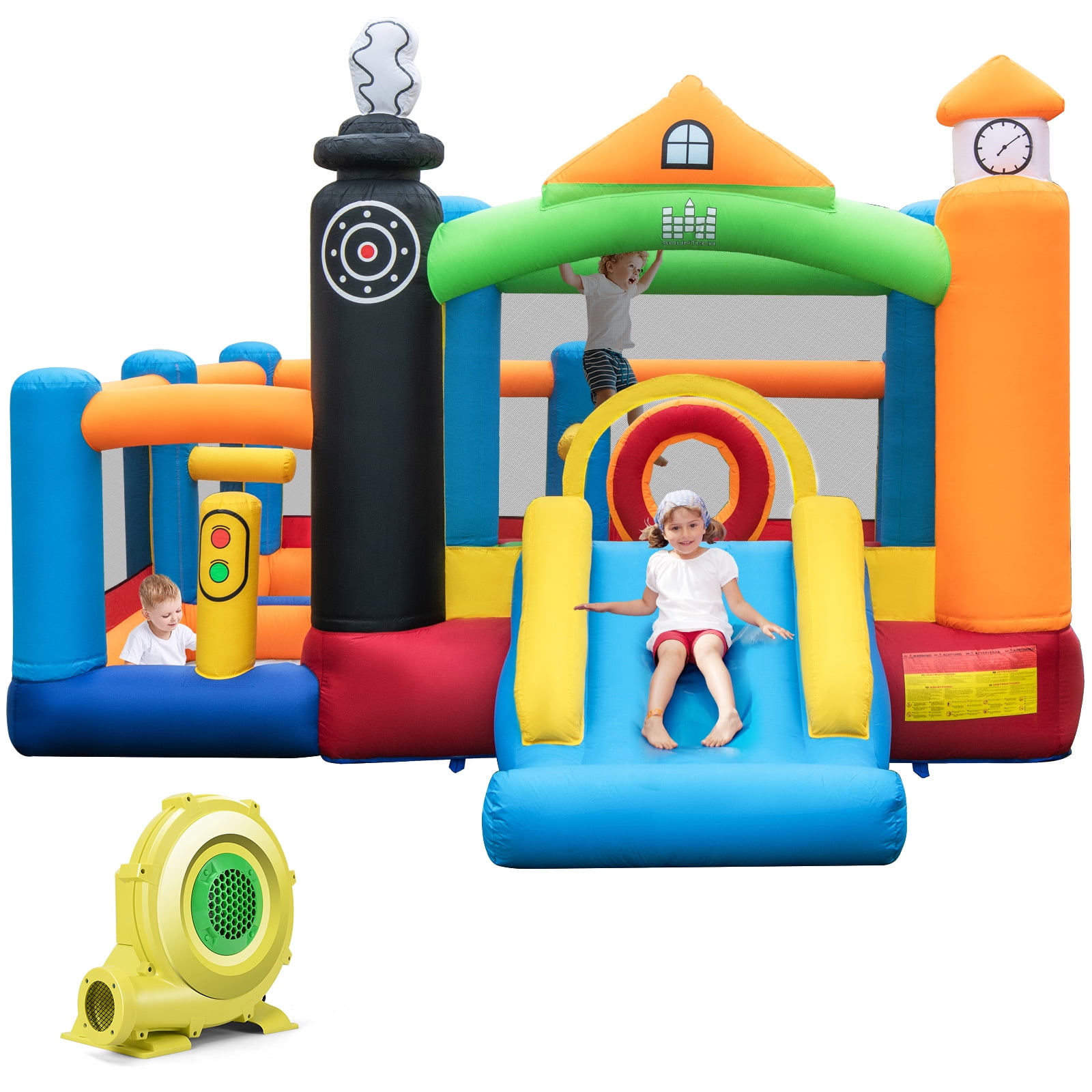 Infans Train-Themed Inflatable Bounce Castle Kids Bouncer w/ Ocean ...