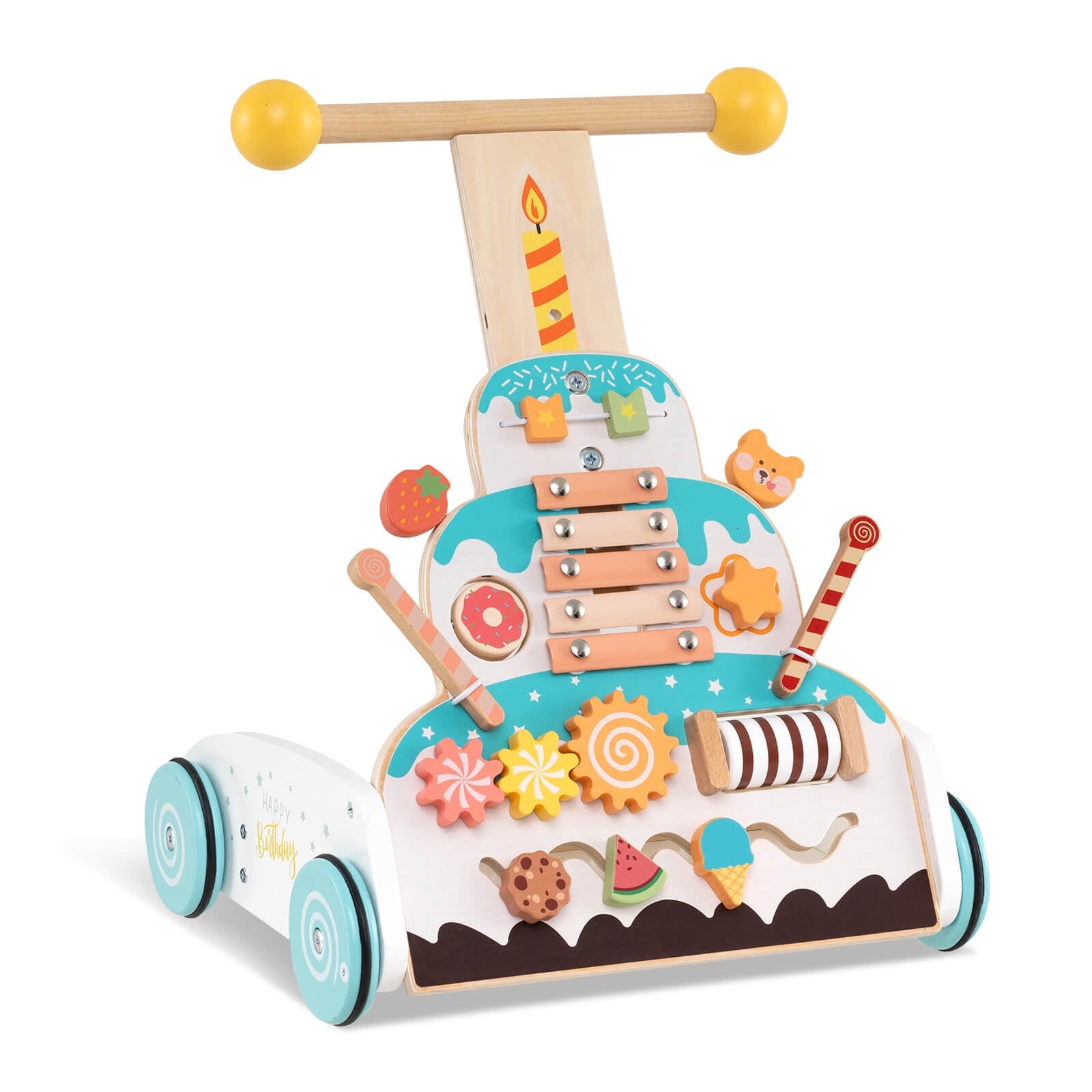 Infans Wooden Baby Walker Ice Cream Cart Toy with Sweet Accessories ...