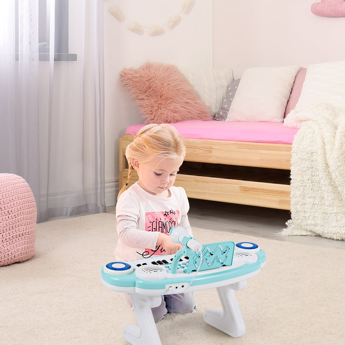Infans Z-Shaped Kids Toy Keyboard Piano 37-Key Electronic Organ Light w ...