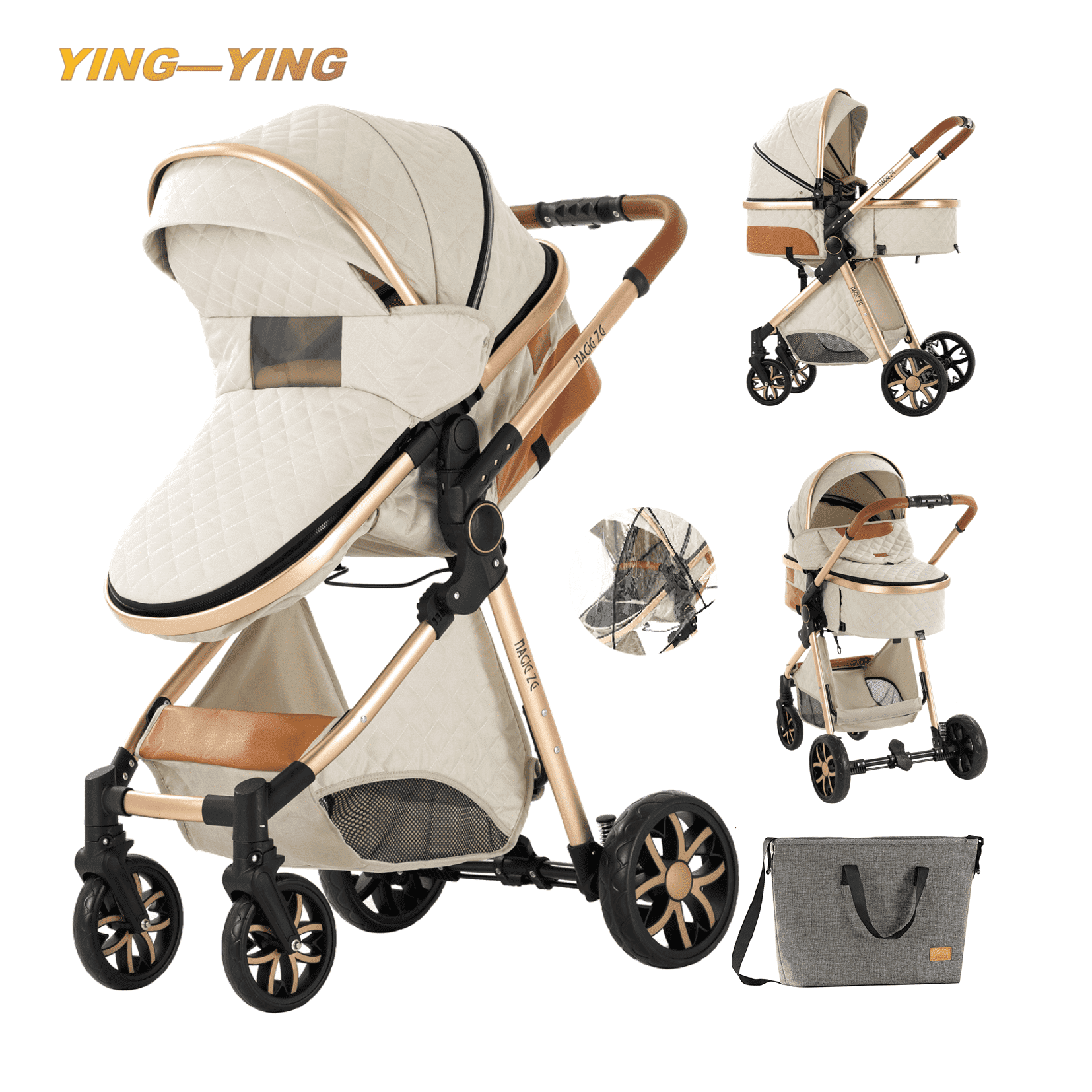 Infant 2 in 1 High Landscape Convertible Baby Stroller One-Key Folding ...