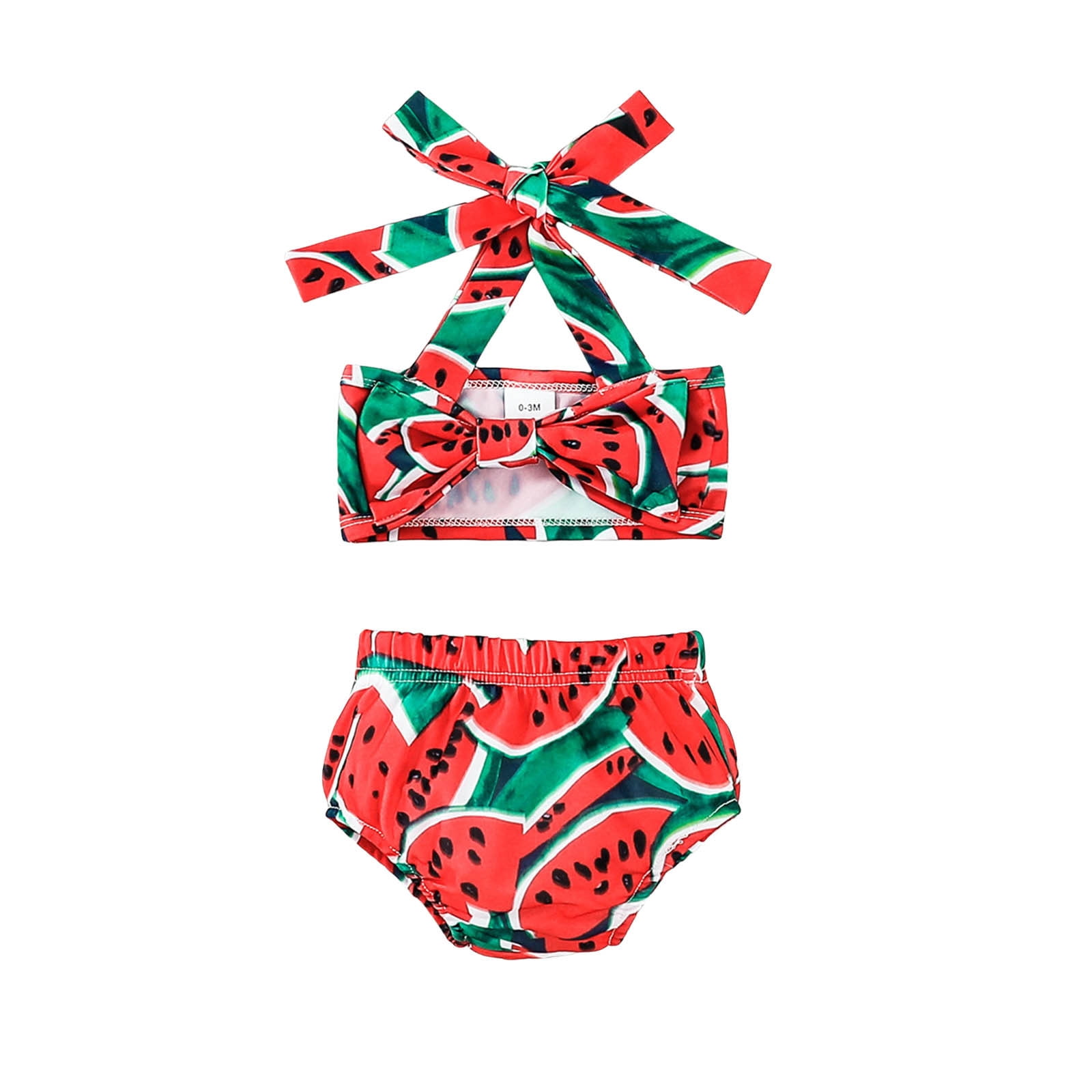Infant Baby Beachwear Summer Girls Bowknot Watermelon Cartoon Leaves ...