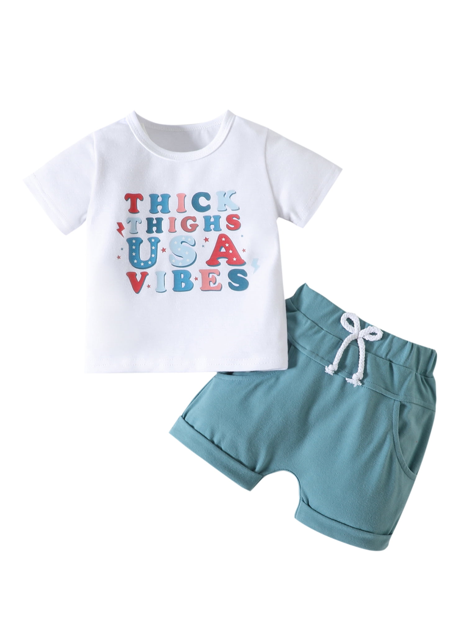 Infant Baby Boy 4th of July Outfit Short Sleeve Letters Shirts Tops and ...