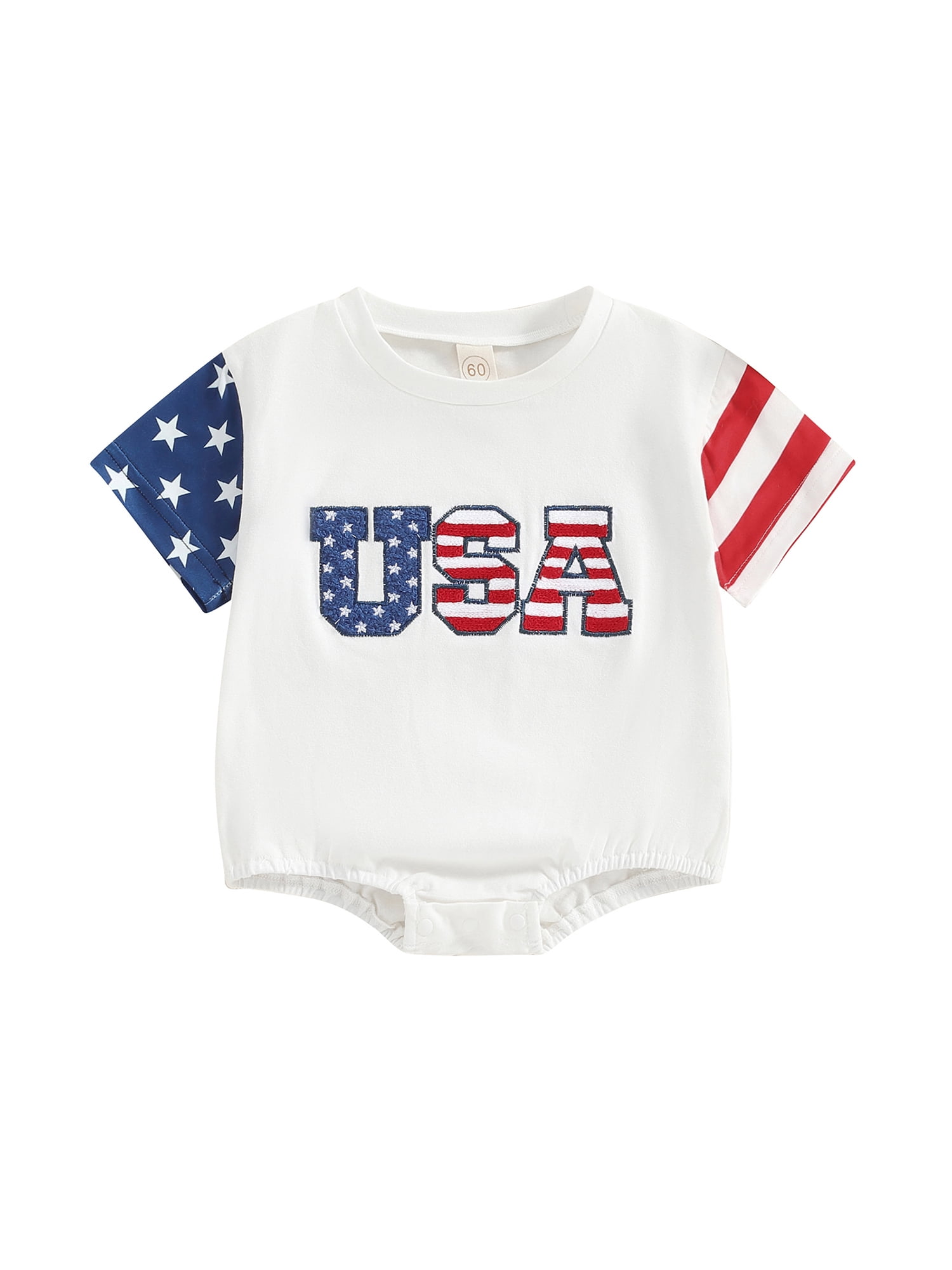 Infant Baby Boy Girl 4th of July Outfit Oversized USA Romper American Flag One Piece ...