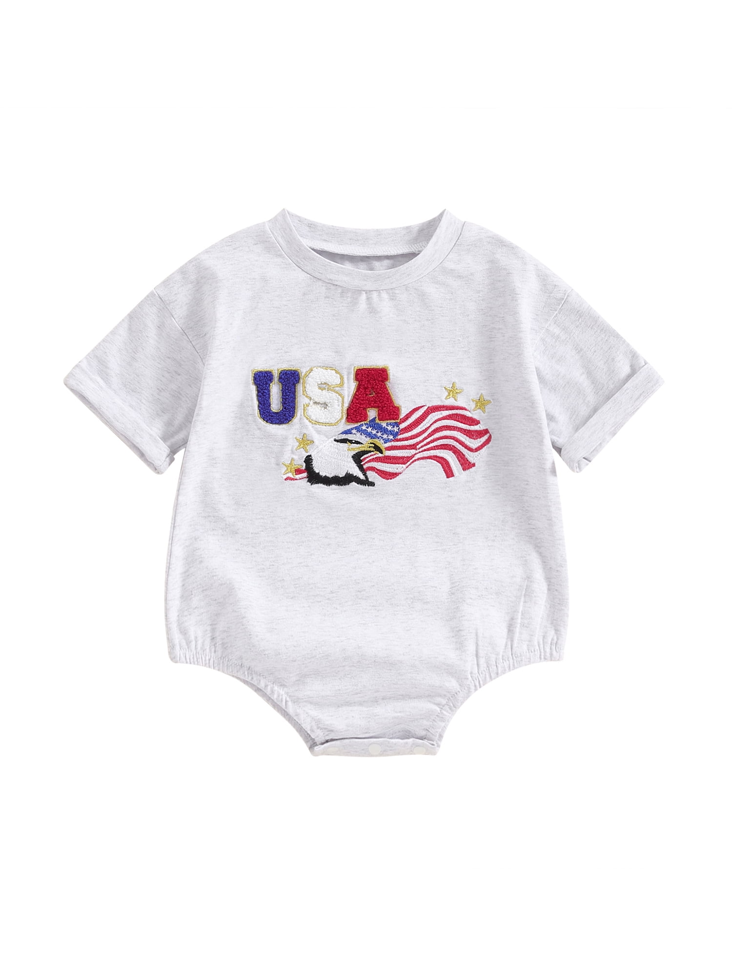 Infant Baby Boy Girl 4th of July Romper Letter Star Embroidery Round ...