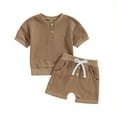 Infant Baby Boy Girl Clothes 6M 12M 18M 24M 3Y Summer Waffle Knit Shorts Set Solid Color Short ...