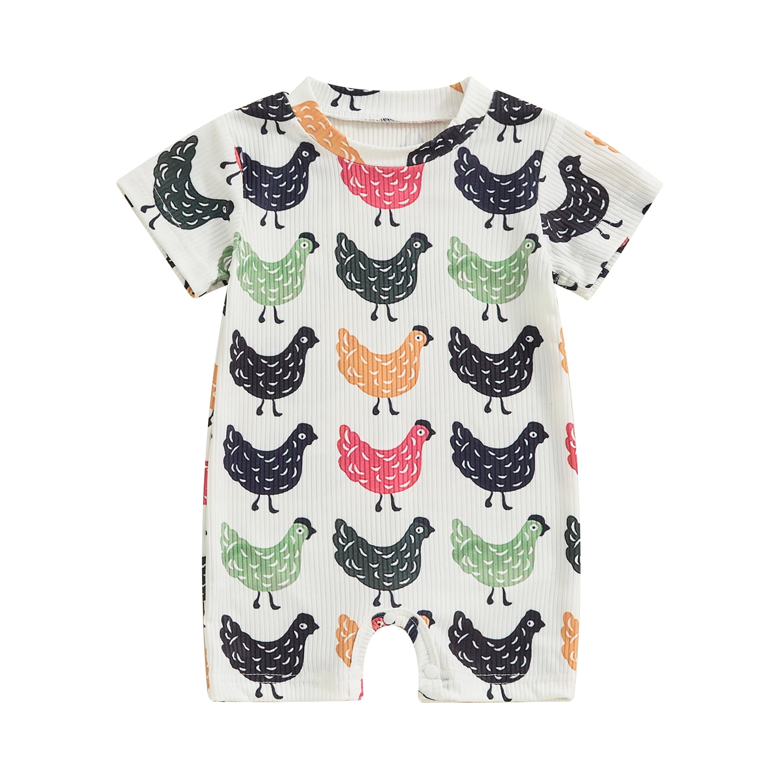 Infant Baby Boy Girl Farm Style Romper Chicken Print Short Sleeve Crew ...