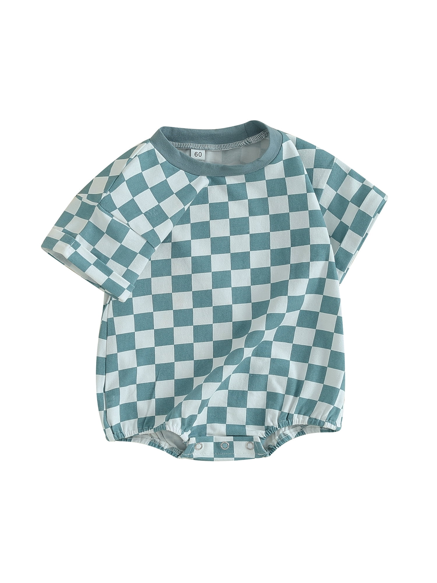 Infant Baby Boy Girl Neutral Checkerboard Oversize T Shirt Romper Short ...